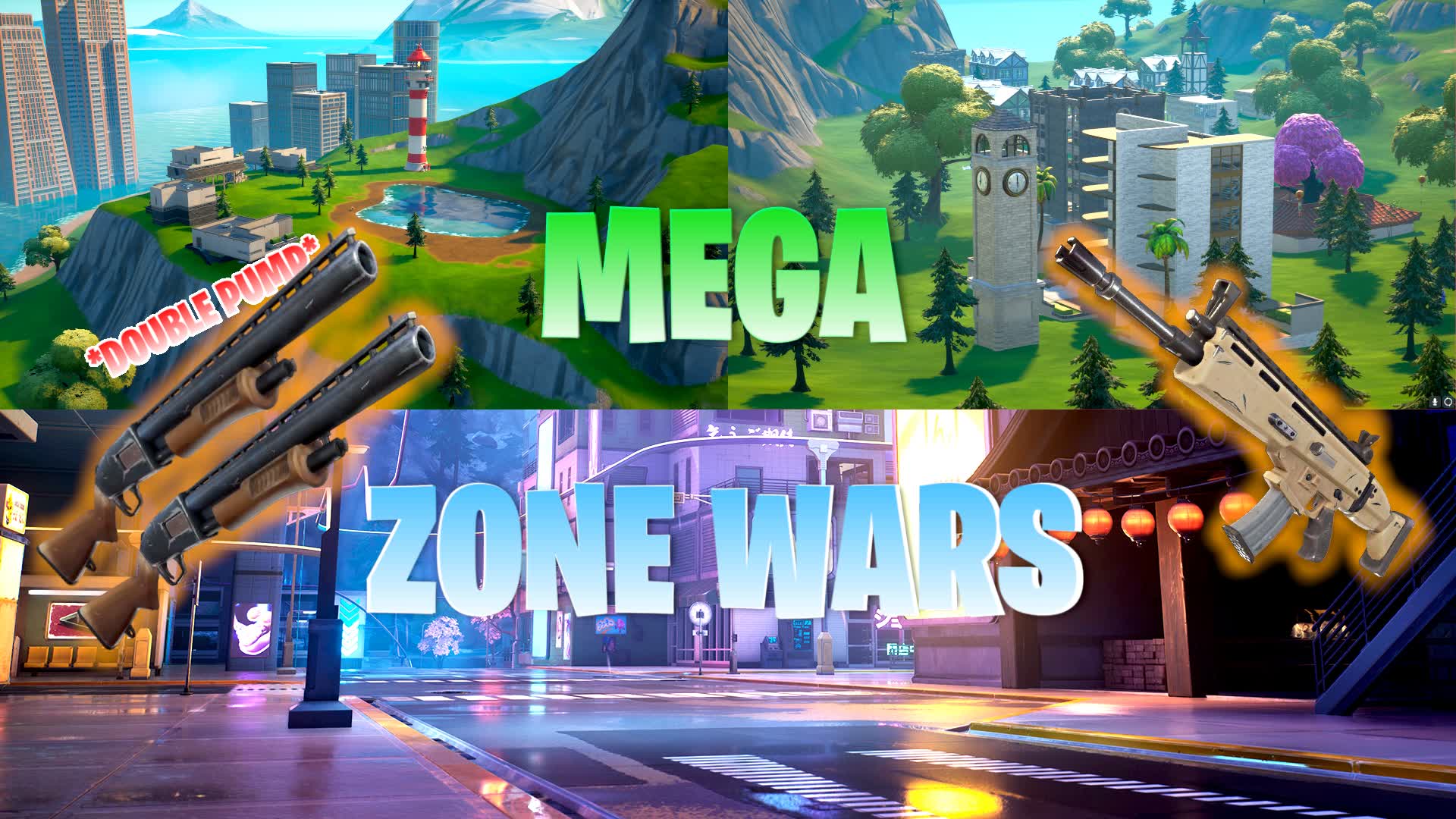 MEGA ZONE WARS - DOUBLE PUMP 3964-3703-3659 by jakubeer - Fortnite Creative Map Code - Fortnite.GG