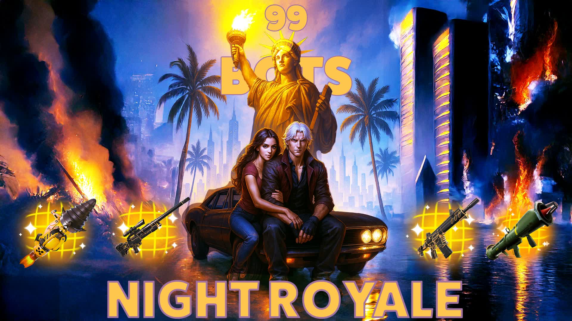 99 BOTS NIGHT ROYALE - ALL GUNS RANKED 1873-7448-9492 by superappgames - Fortnite Creative Map ...