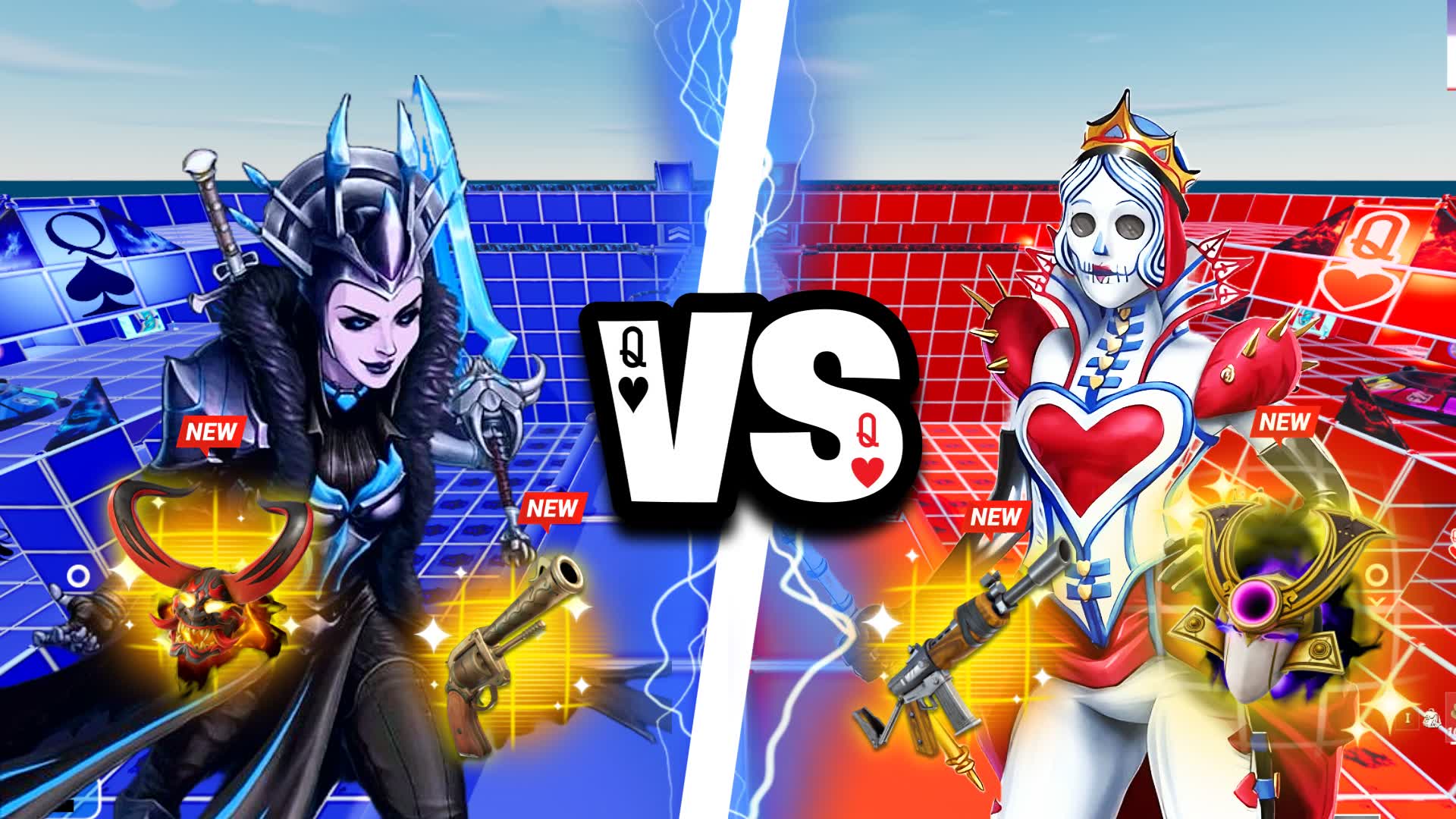 Queen of spades🔵 VS 🔴Queen of heart 5455-3464-5217 by knas - Fortnite ...