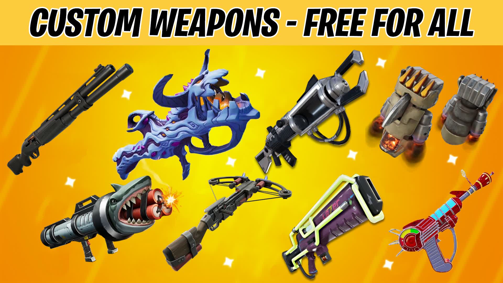 ALL CUSTOM WEAPONS - FREE FOR ALL 9851-9820-2100 by deathy - Fortnite Creative Map Code ...