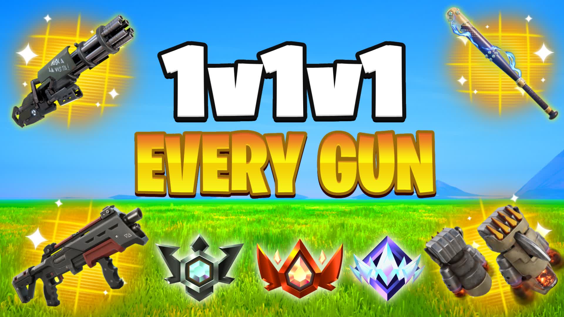 1V1V1 EVERY GUN PVP 1V2 2V1 1V1V1 HERO 0226-4485-4892 by redvsbluepit - Fortnite
