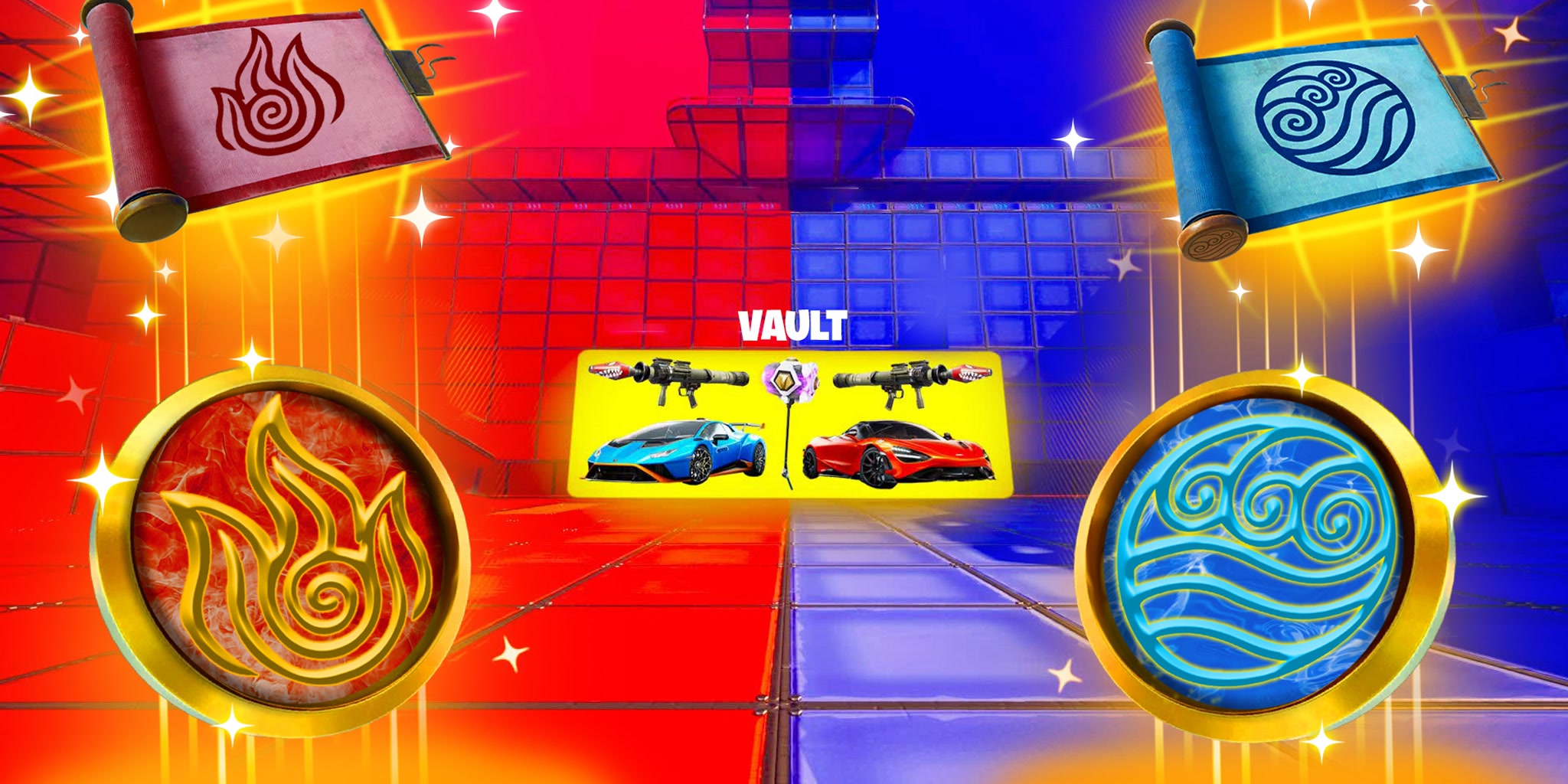 FIRE VS WATER 🔴🔵 RED VS BLUE 6267-3593-5910 by renanzo - Fortnite Creative Map Code - Fortnite.GG