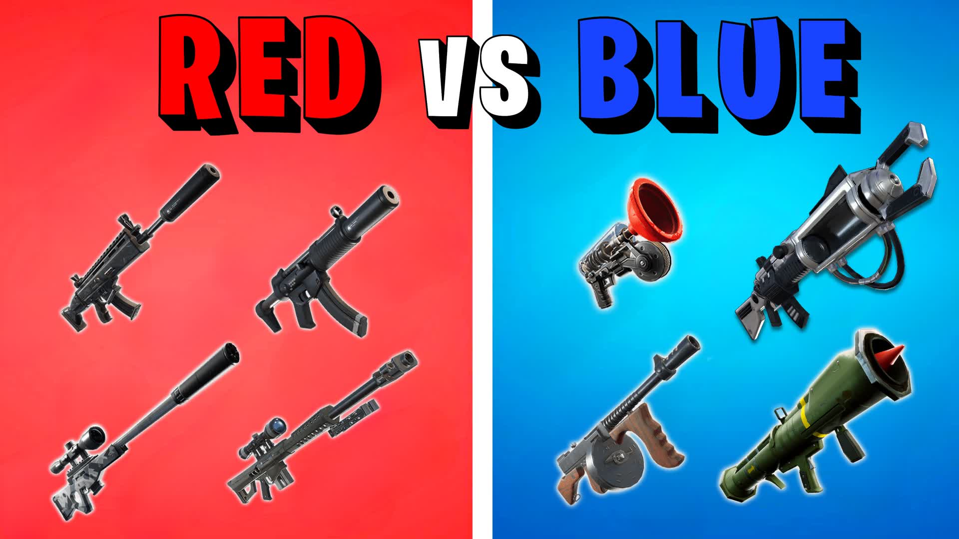 ALL WEAPONS 🌀 RED VS BLUE 7252-6300-8280 by ferjusyt - Fortnite ...