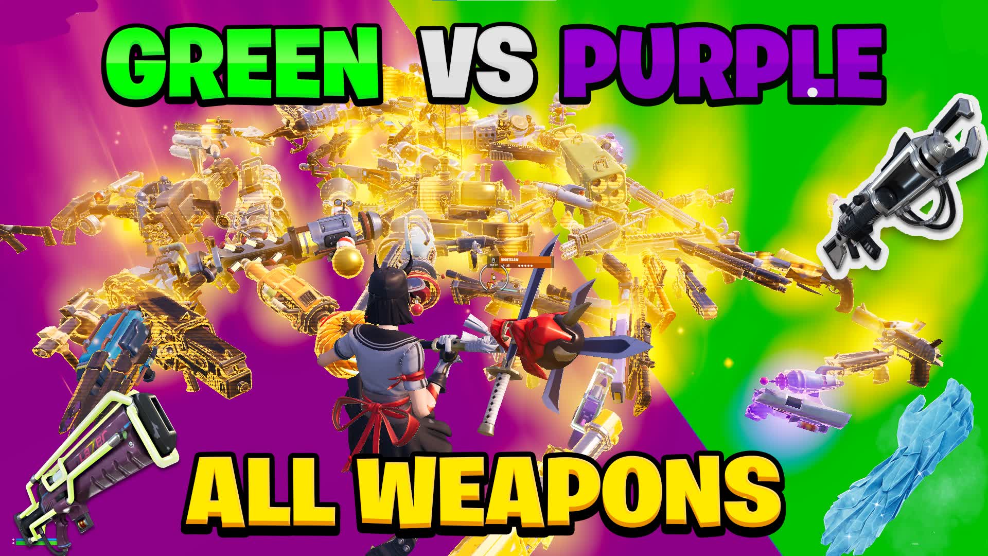 ALL WEAPONS GREEN VS PRUPLE 🆕 1455-0112-6600 by marara - Fortnite ...