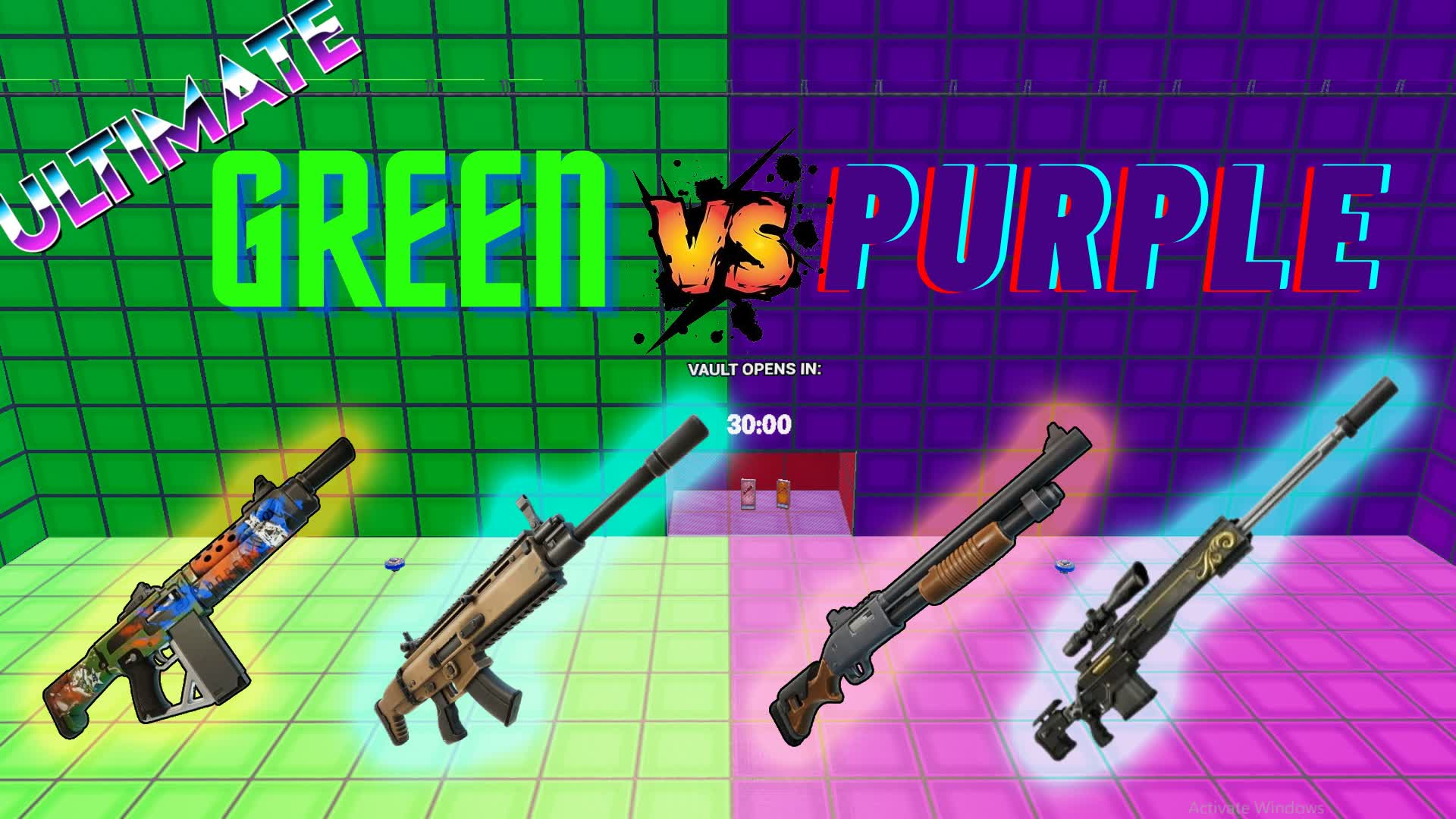 🔥GREEN VS PURPLE-ALL WEAPONS🥶 6045-5046-0000 by akarsh - Fortnite Creative Map Code - Fortnite.GG