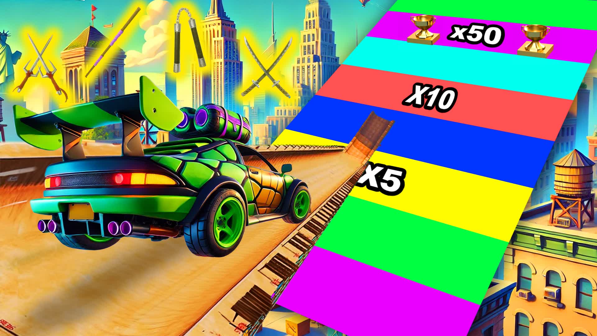 TMNT MEGA RAMP DISTANCE 🎯 5453-2351-0071 by winkazi - Fortnite Creative ...