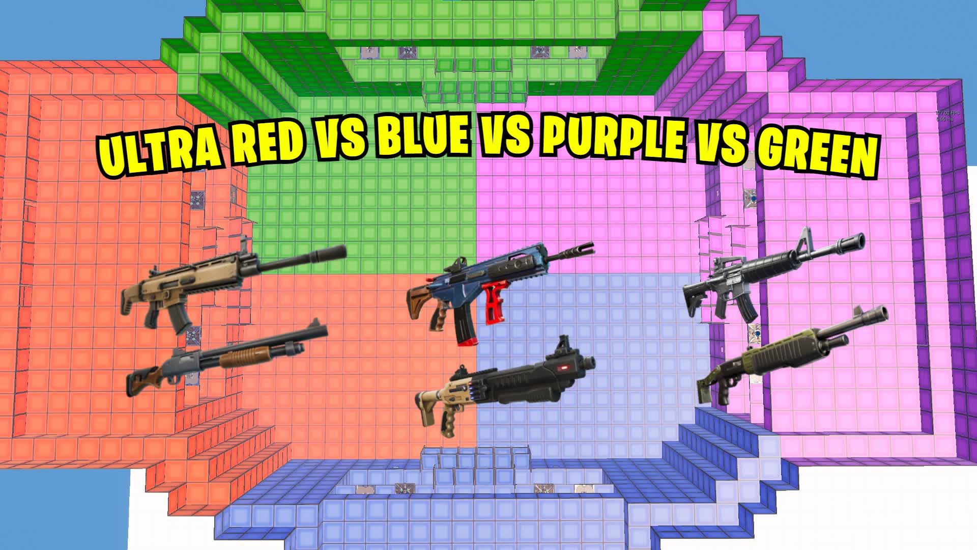 CRAZZYYYY RED VS BLUE VS PURPLE VS GREEN 8993-1149-4736 by humandy - Fortnite Creative Map Code ...