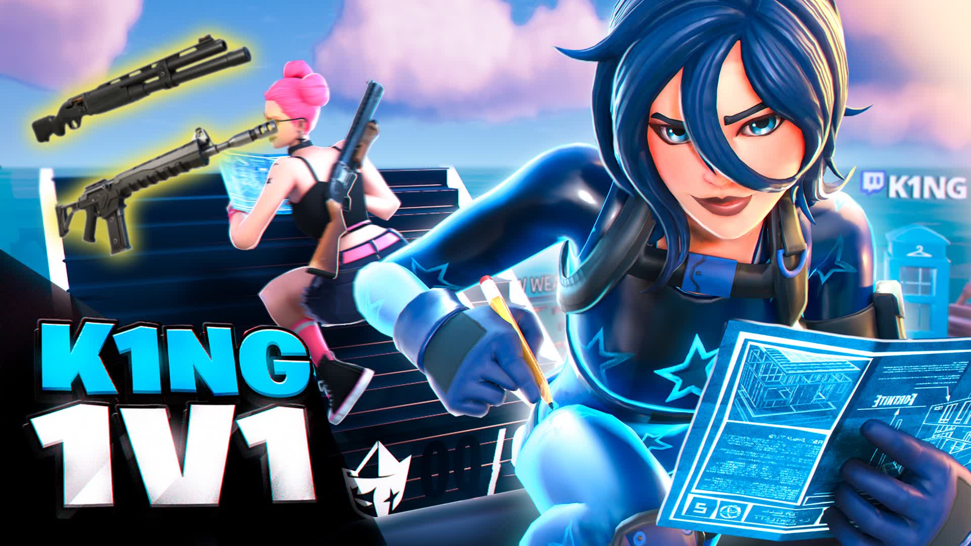 tecnefn tarafından üretilen K1NG 1V1 BUILD FIGHT 7564-0121-1651 - Fortnite