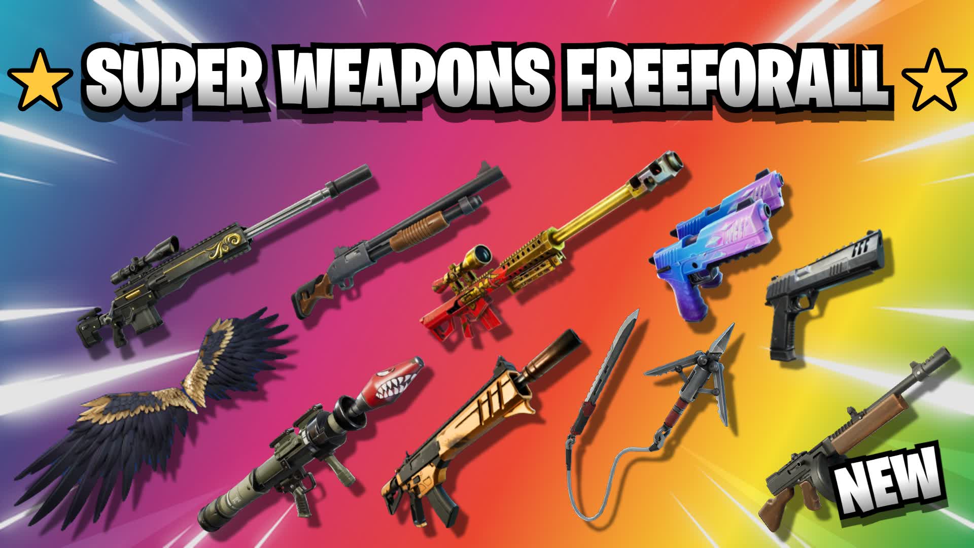 ⭐Super Weapons Freeforall ⭐ 3192-5524-4755 by starrex - Fortnite Creative Map Code - Fortnite.GG