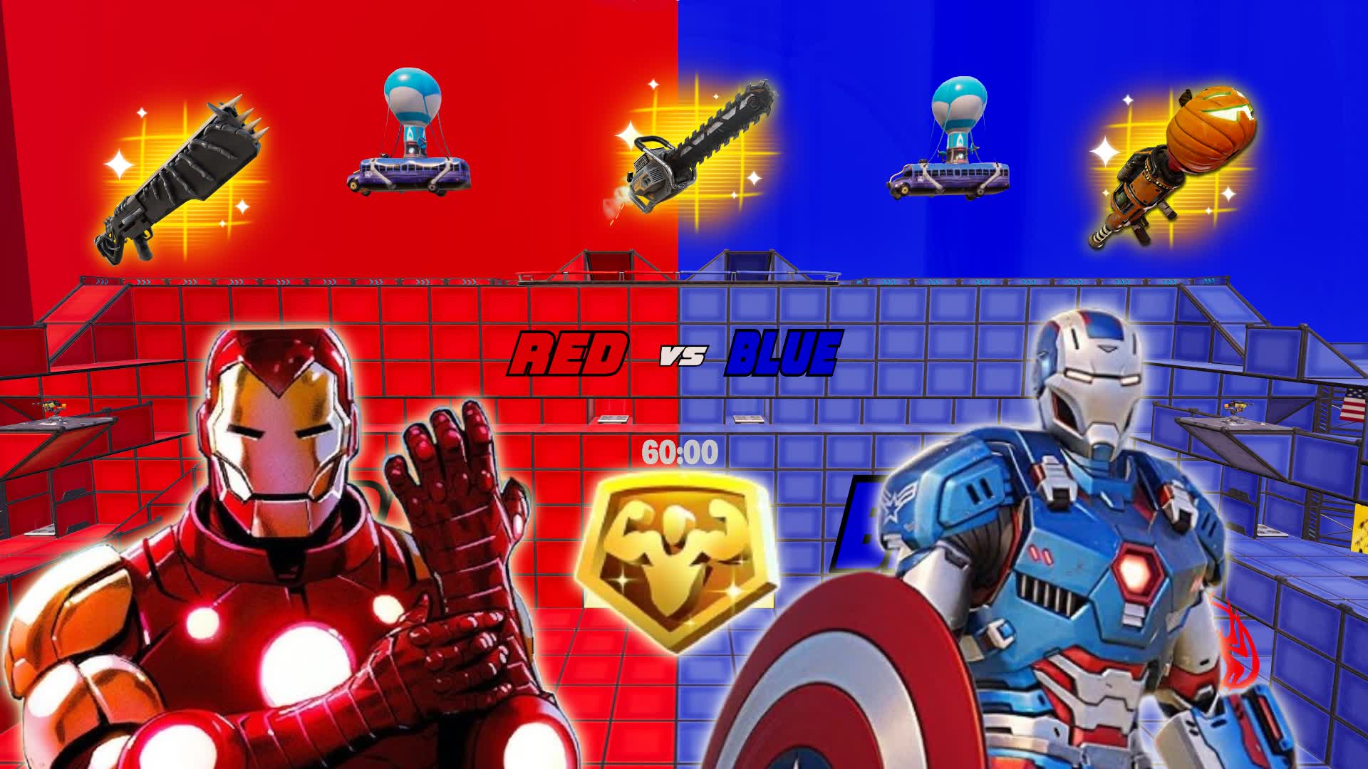 CRAZY MARVEL REDvsBLUE🔴🔵 5113-1919-1451 من ابتكار oskxr - Fortnite