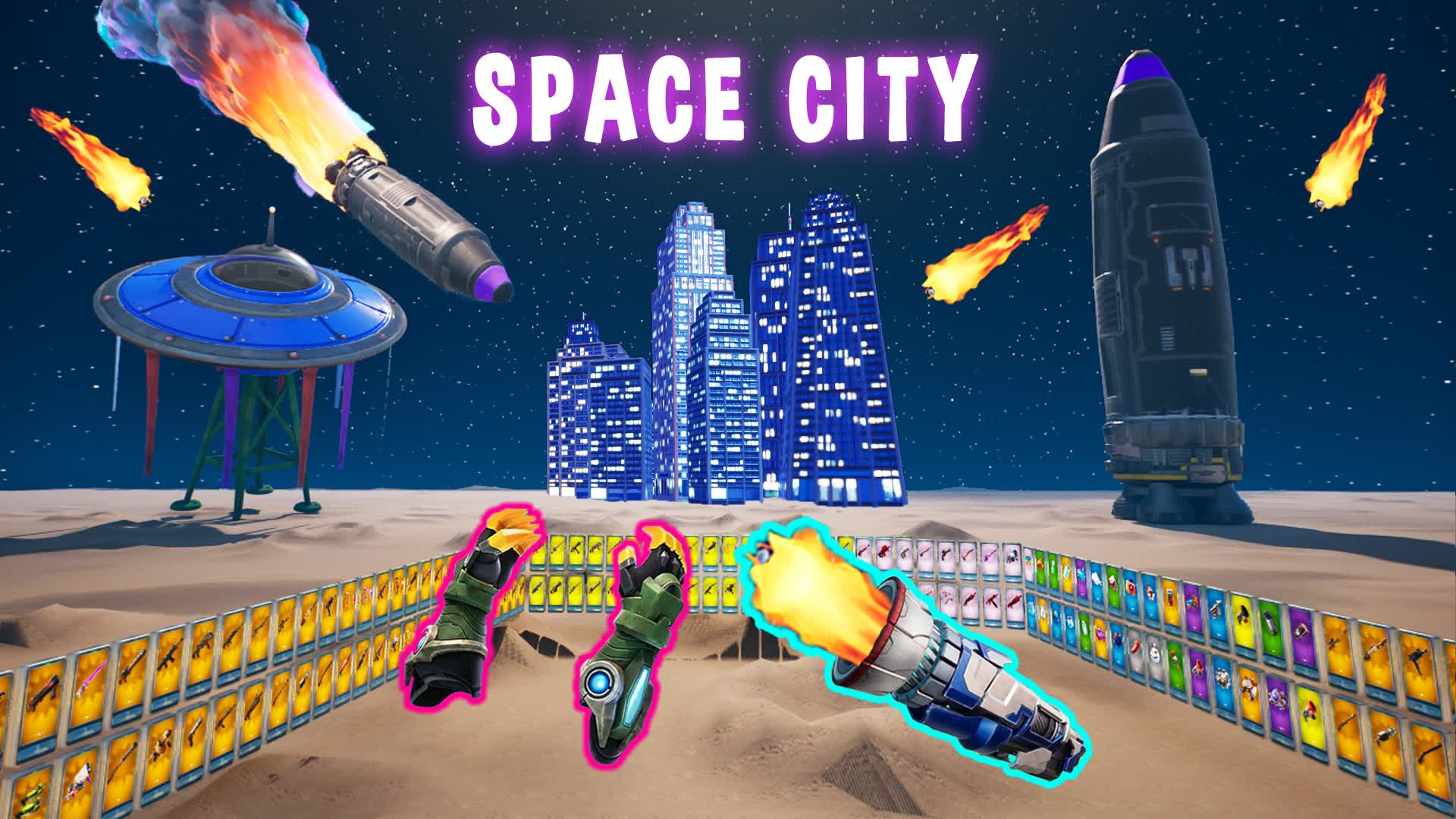 🆕SPACE CITY - ALL GUNS&CARS🌌 2970-0608-8943 by chreekz - Fortnite Creative Map Code - Fortnite.GG