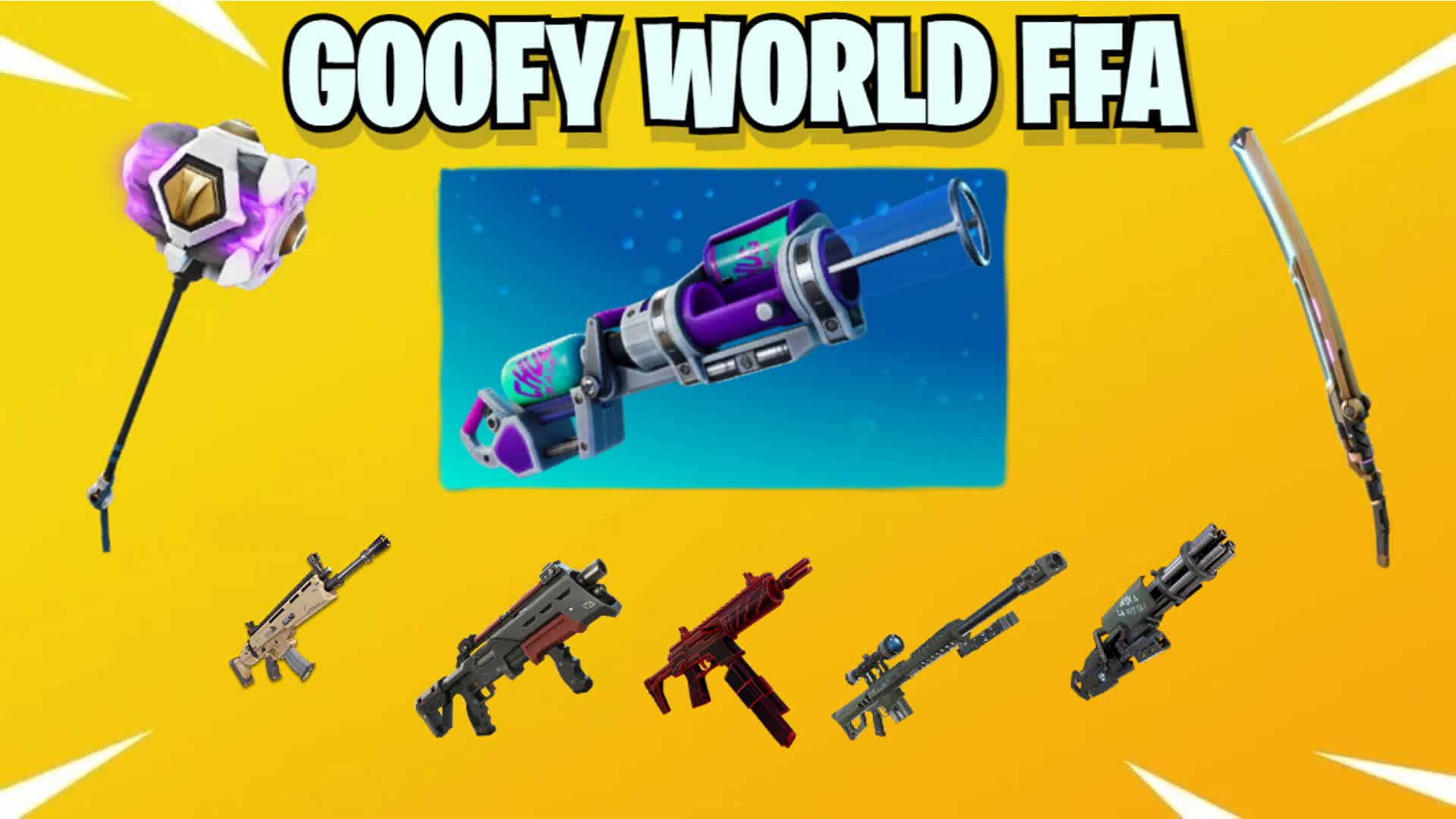 🤪 GOOFY WORLD FFA - ALL WEAPONS & CARS 2213-9779-9904 by stealthzz ...