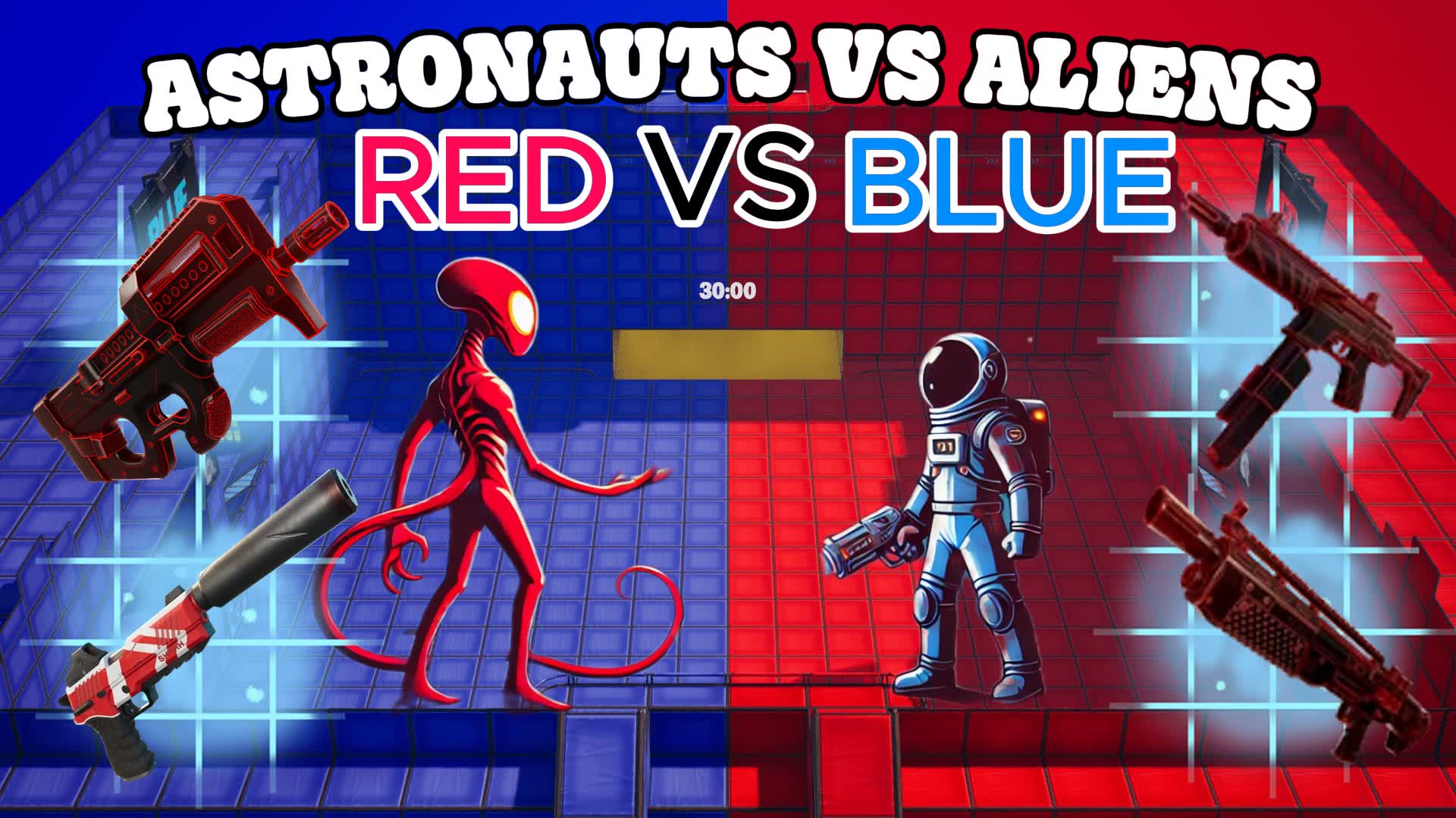 🚀Red vs Blue: Aliens vs Astronauts🔴🔵 5493-5420-3020 من ابتكار teca ...