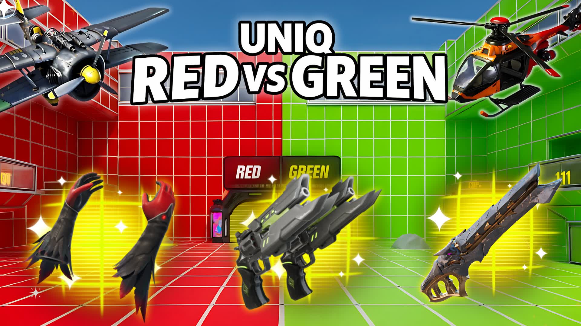 UNIQ RED VS GREEN🟢🔴 9942-2166-6965 by vclua - Fortnite Creative Map ...