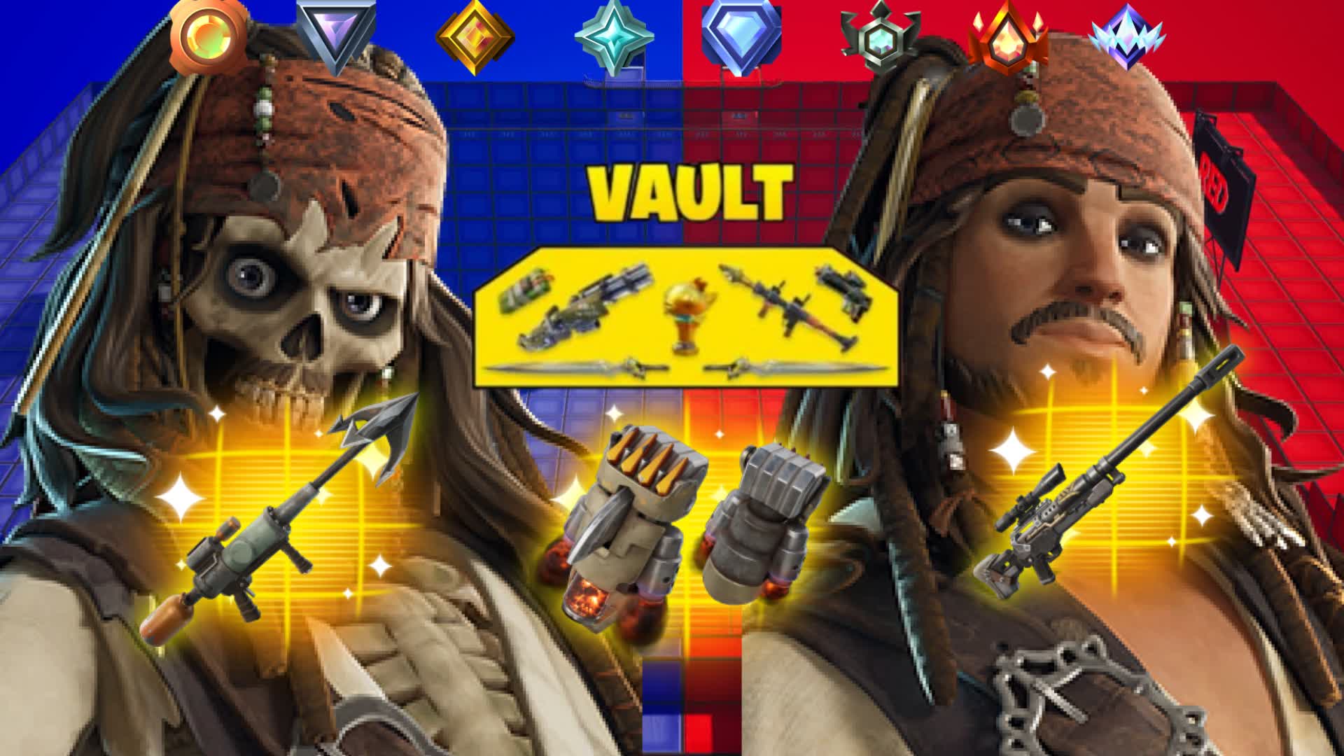 SUPER JACK SPARROW RED VS BLUE 🔴🔵 4234-6336-4610 من ابتكار mohze - Fortnite