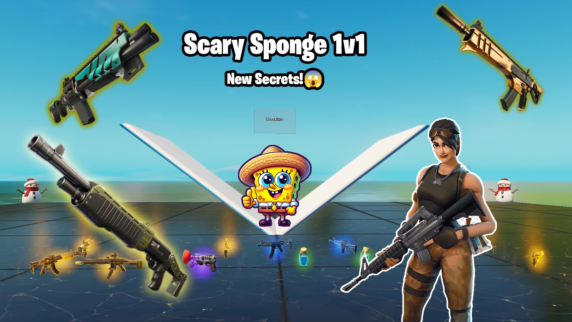 Scary Sponge 1v1!(New Weapons) 4471-0593-9297, de roaringturtle - Fortnite