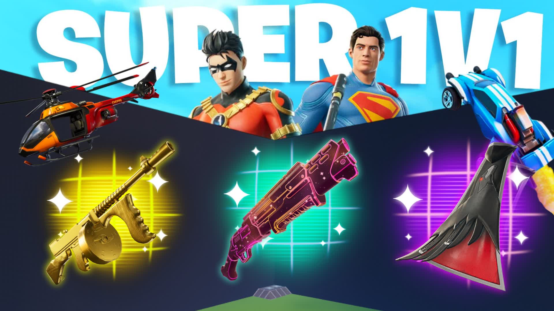 SUPER ULTRA 1V1 ALL GUNS AND VEHICLES 4470-7681-0062 by orlando-ho - Fortnite Creative Map Code ...