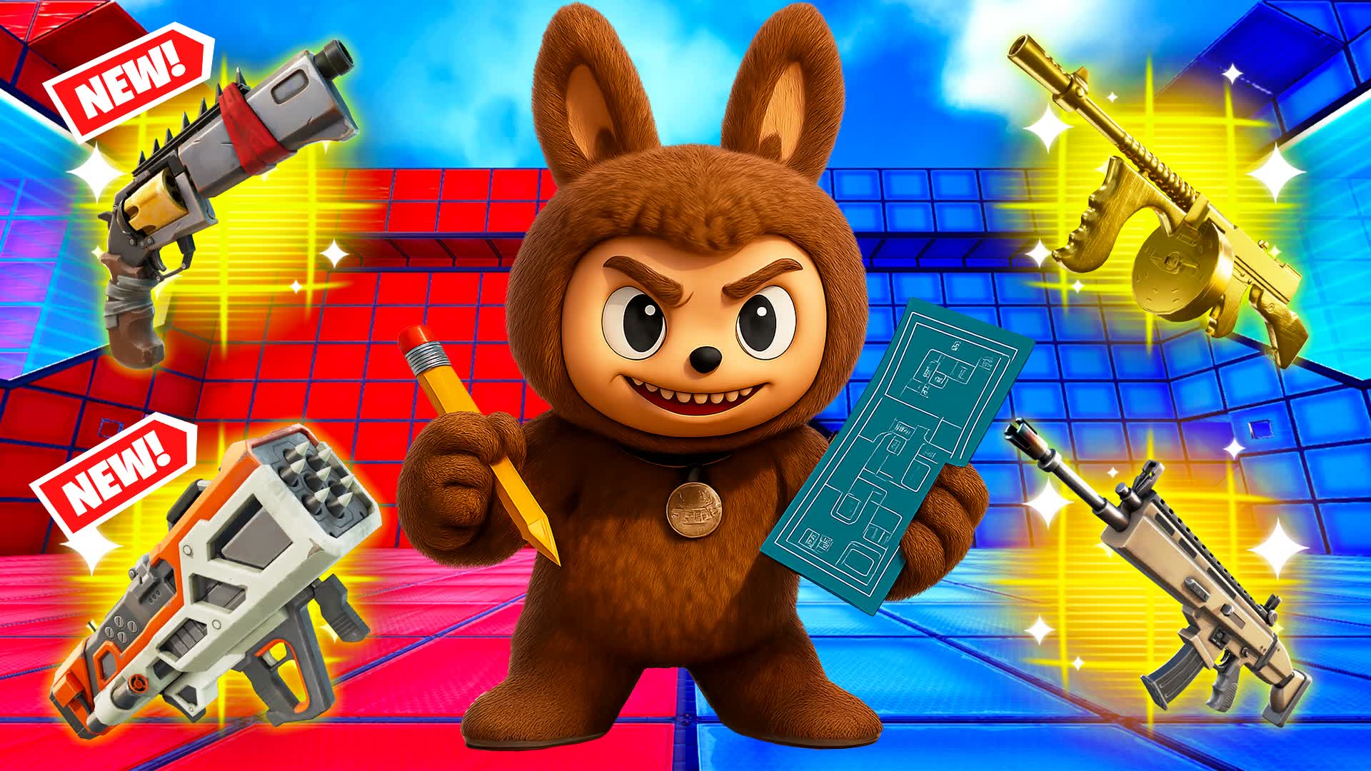 CRAZY LABUBU ROT GEGEN BLAU 🔴🔵 2302-5700-2172 von papamodelle – Fortnite