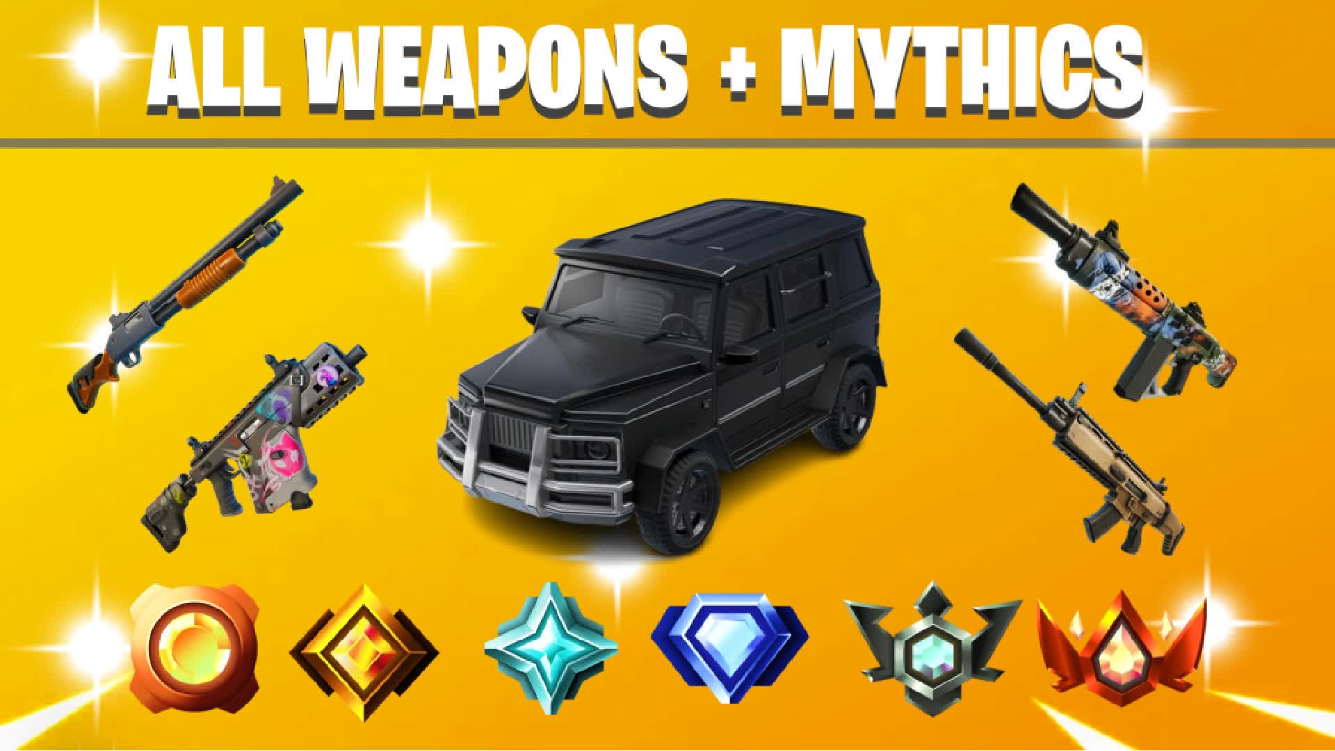 ALL MYTHICS WEAPONS - FFA 4110-3893-8196 by mngblue - Fortnite