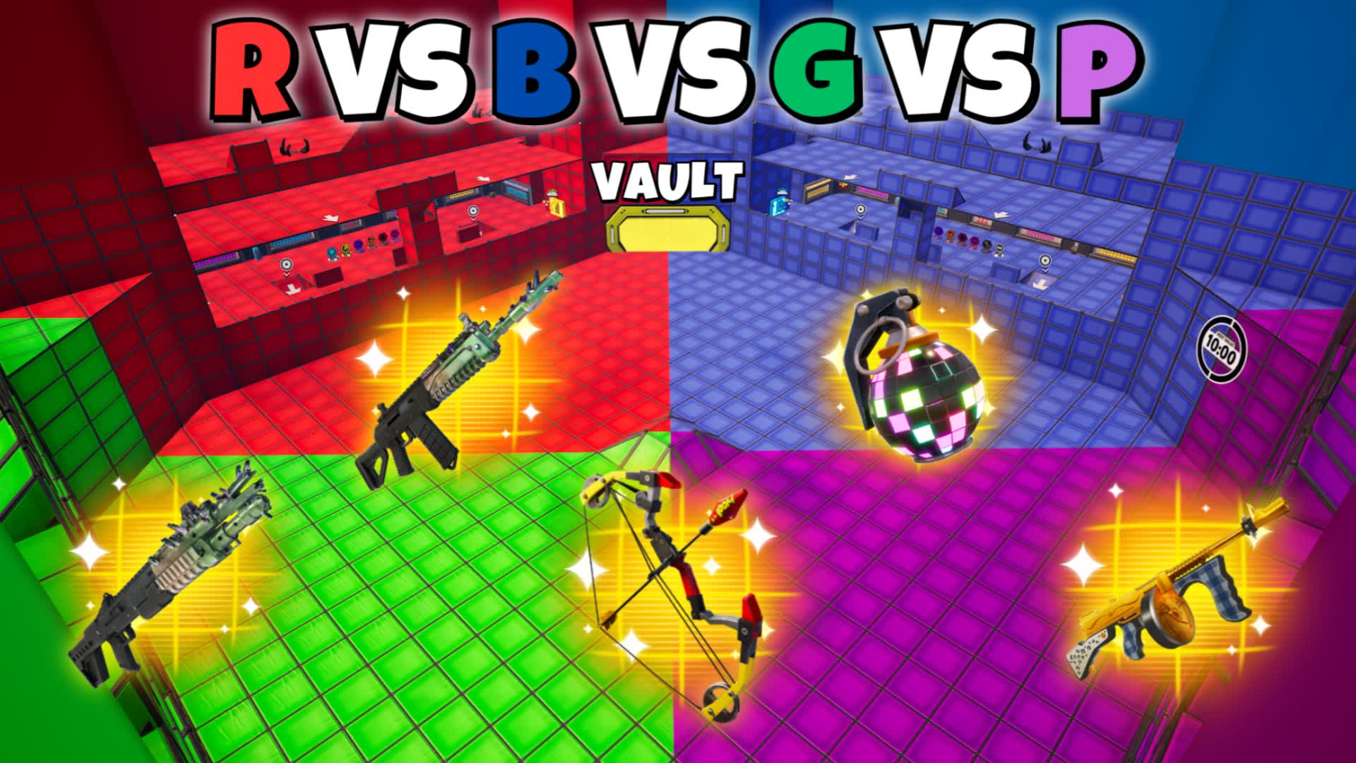 RED VS BLUE VS GREEN VS PURPLE 0578-3926-5971 by ahtos - Fortnite Creative Map Code - Fortnite.GG