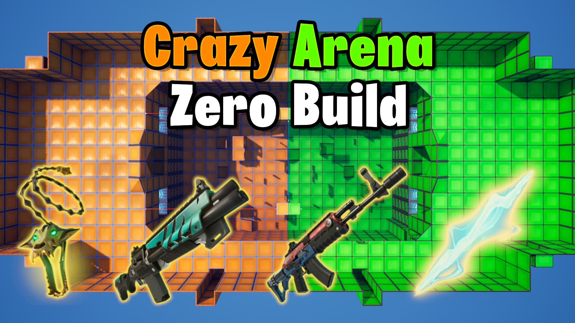 Crazy Arena Green vs Orange 9166-7760-3564 by morteoscura - Fortnite Creative Map Code - Fortnite.GG