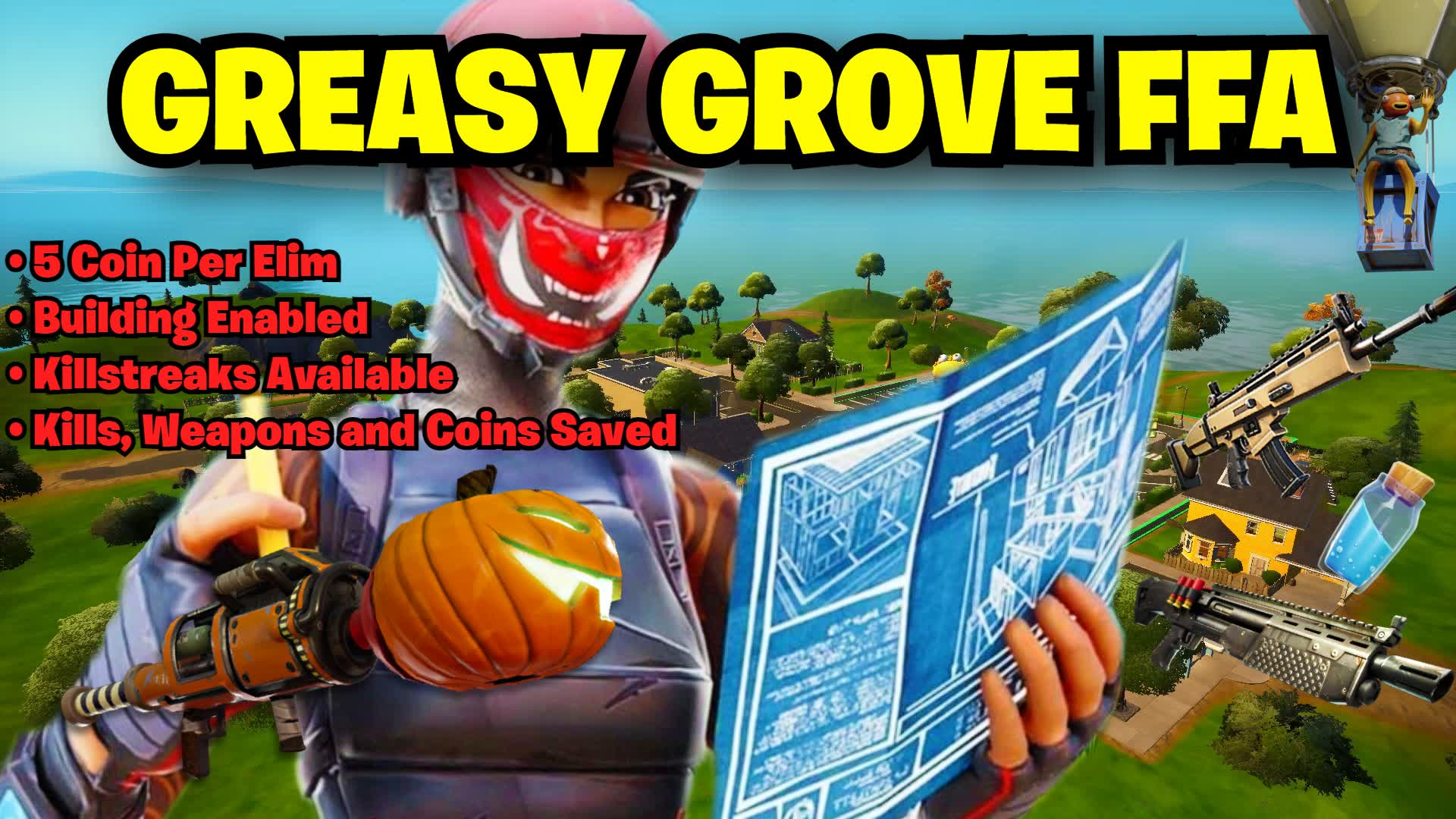 💫 GREASY GROVE FFA 💫 1375-0342-2022 by e_c - Fortnite Creative Map Code - Fortnite.GG