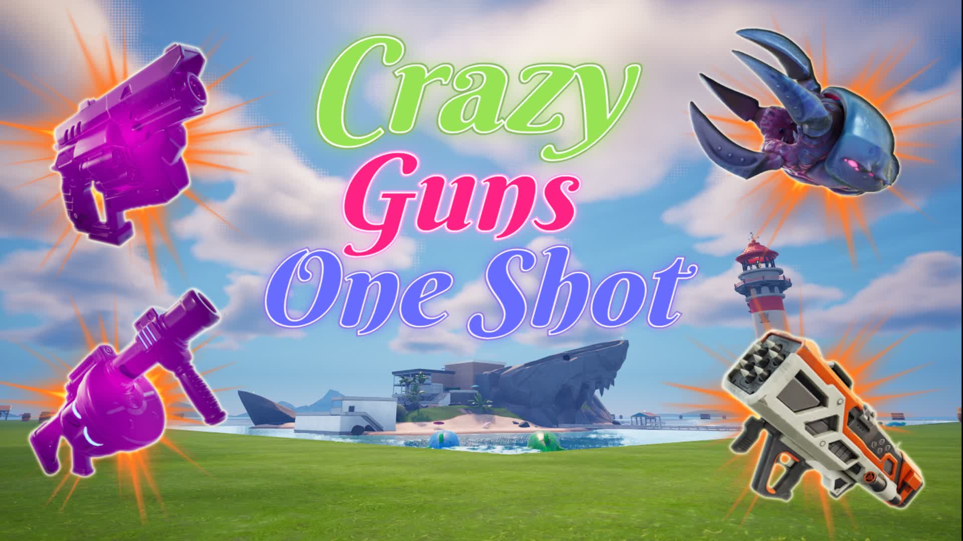 CRAZY GUNS 🦈 ONE SHOT 🎯 0443-7180-3362 by kb20 - Fortnite Creative Map ...