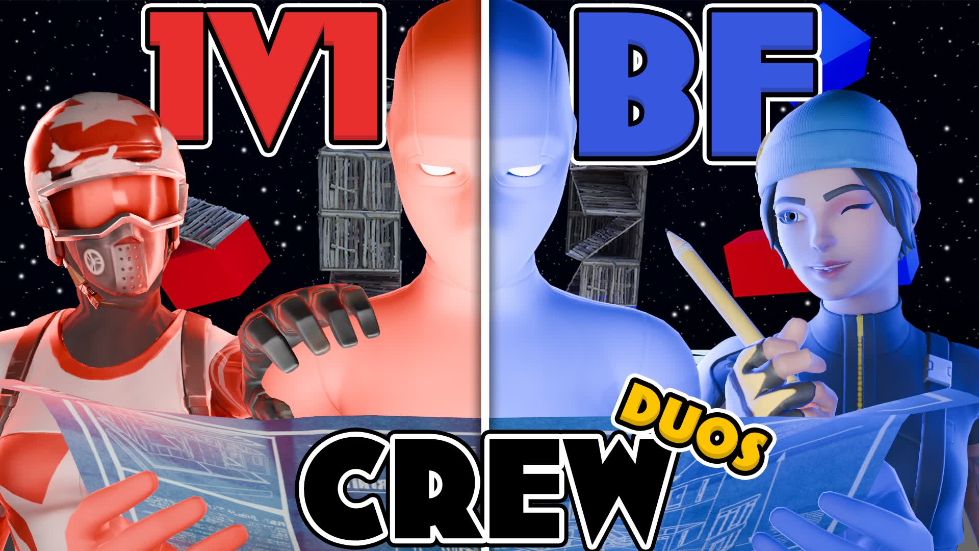 1V1 BUILD FIGHTS CREW (DUOS) 8176-6405-3263 by cr_013 - Fortnite Creative Map Code - Fortnite.GG
