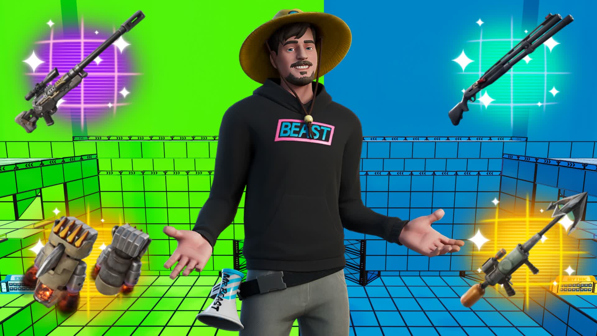 MR BEAST GREEN VS BLUE 🟢🔵 1601-9947-5306 by maaran - Fortnite Creative ...
