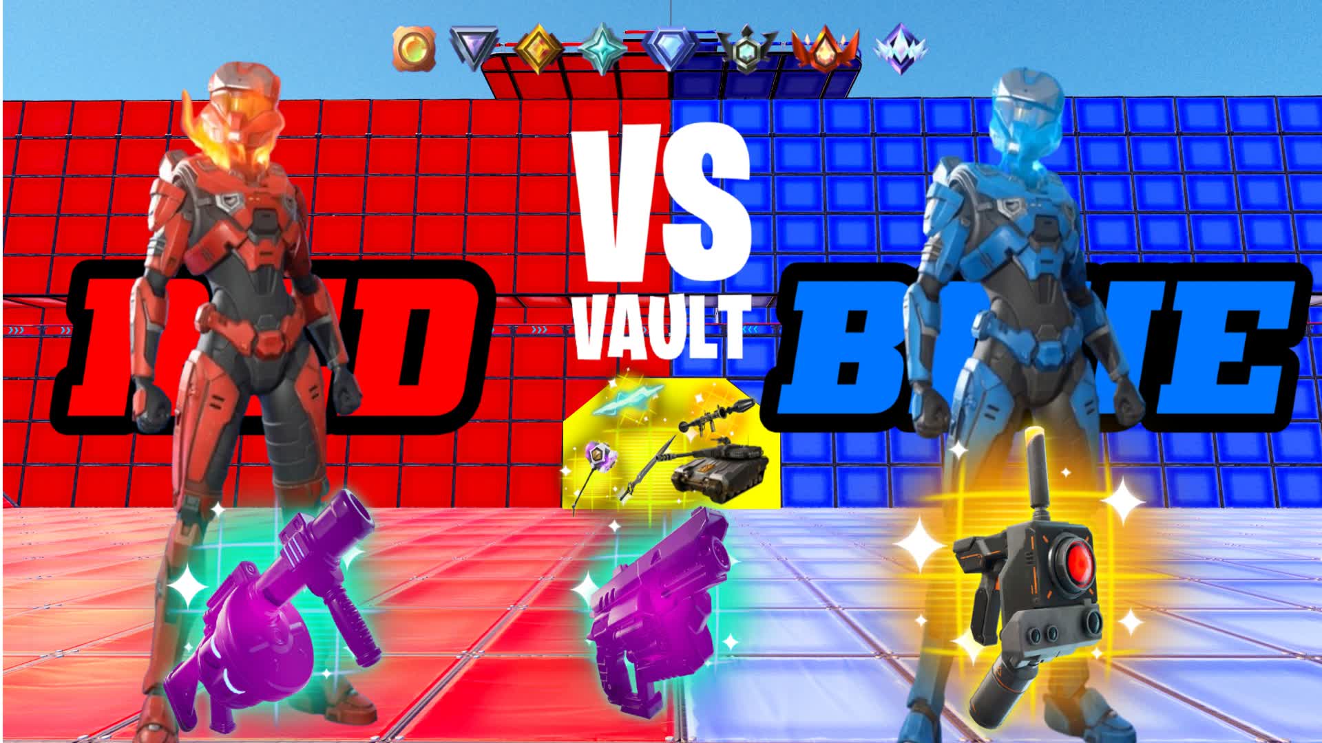 CRAZY ALL GUNS - RED VS BLUE 🔴🔵 7176-6762-5704 by archigo - Fortnite