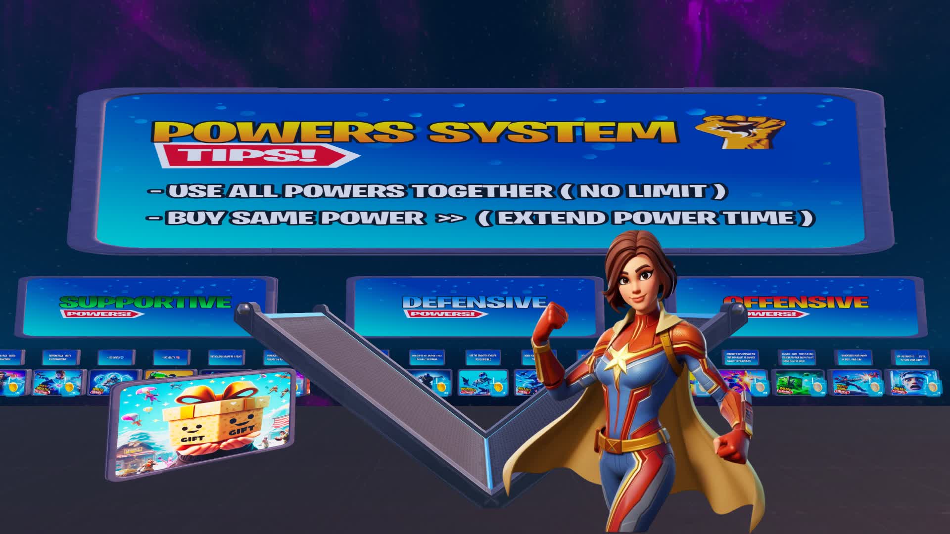 1V1🦸POWERS SYSTEM 1037-2268-2927 من ابتكار mge - Fortnite