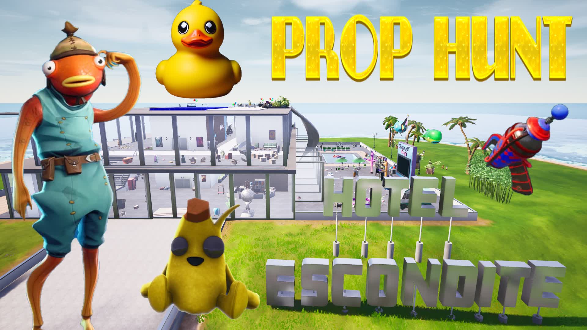 HOTEL ESCONDITE / PROP HUNT 5735-9242-1648 by franpro1978 - Fortnite Creative Map Code - Fortnite.GG