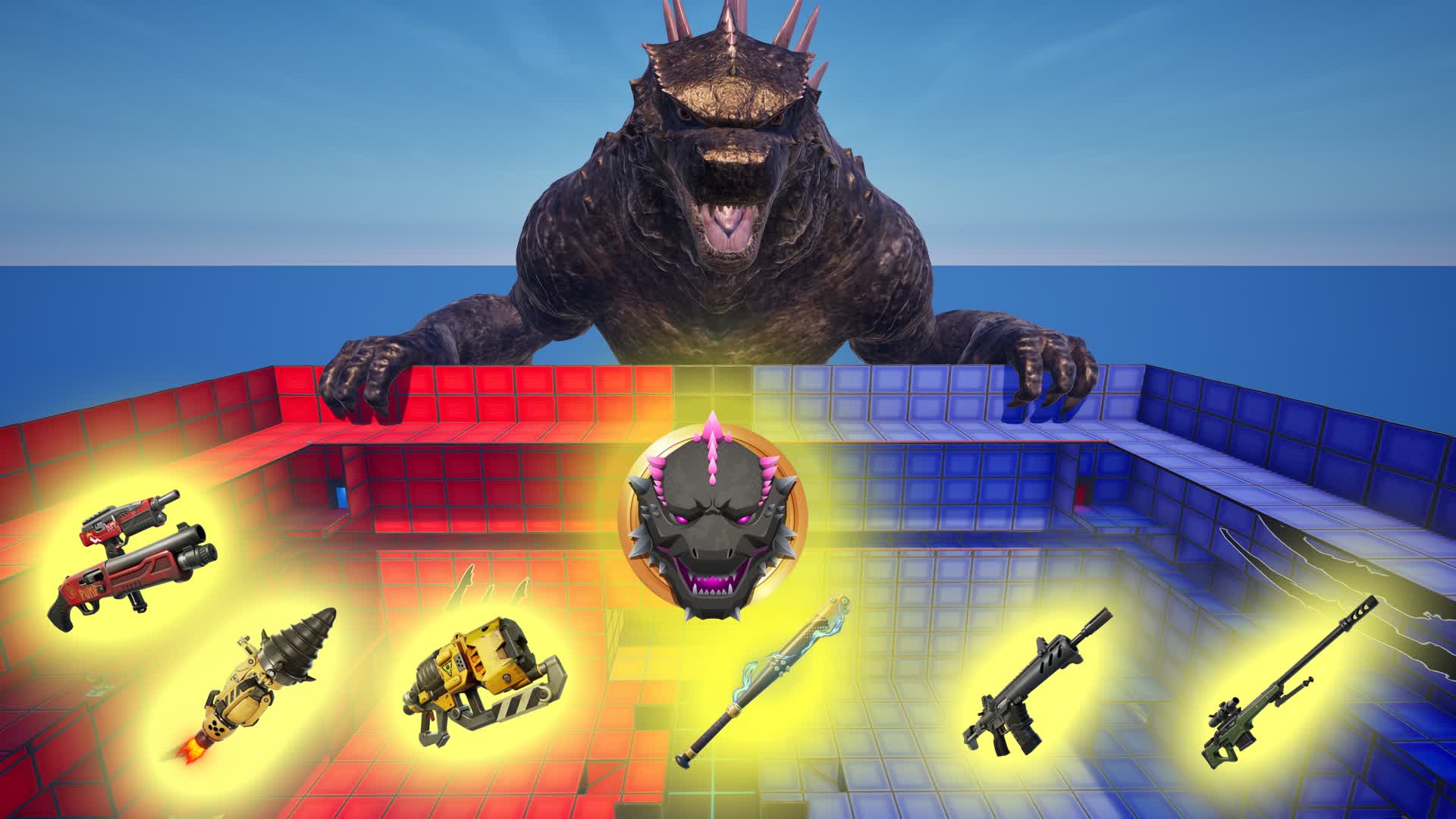 Godzilla Red vs Blue 🔴🔵 6574-9687-8334 by co2ey - Fortnite Creative Map Code - Fortnite.GG