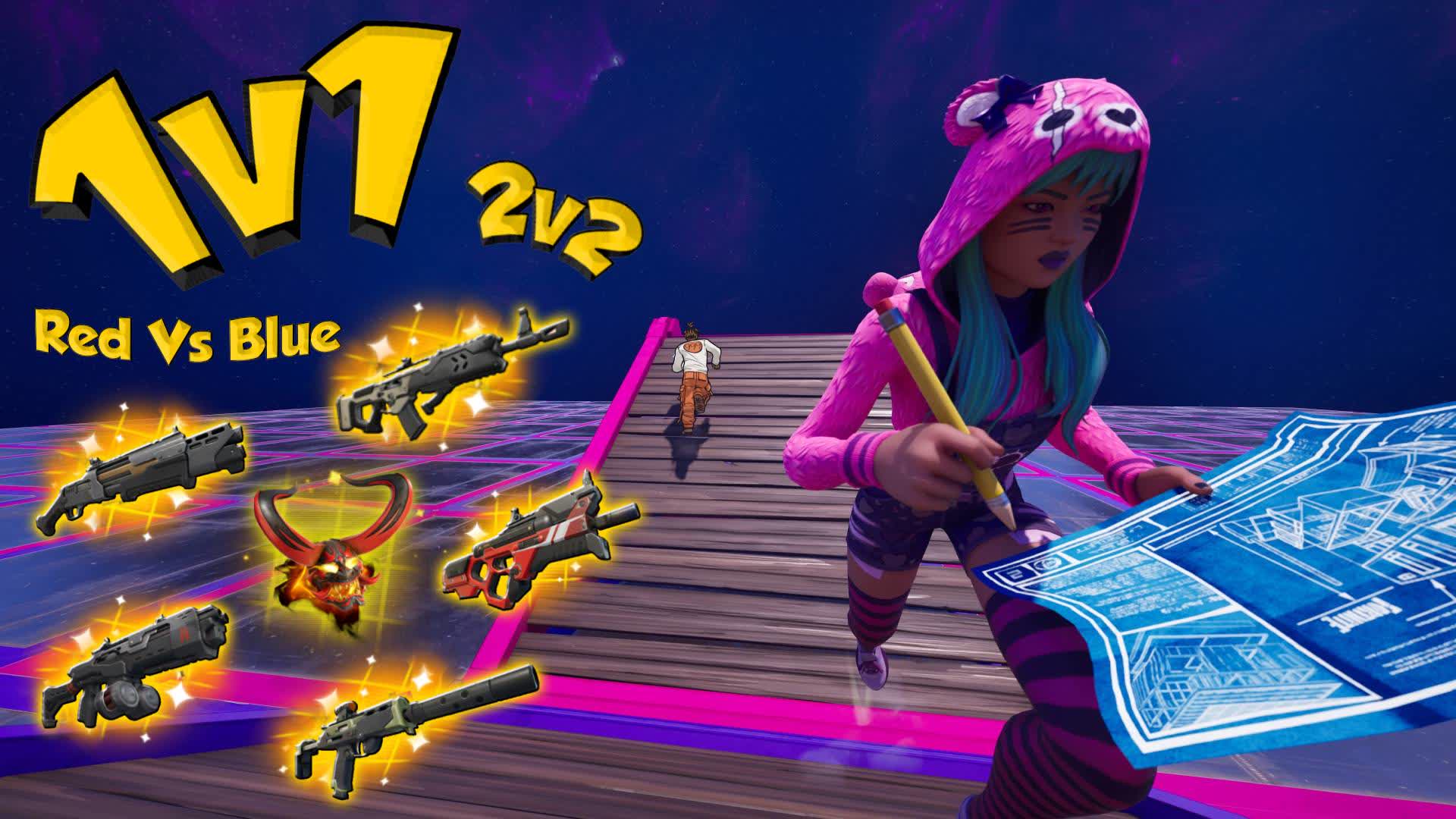 MiniGame Hub, 1v1 - 2v2 - Red vs Blue 1302-5343-7952 by cakez_67 - Fortnite Creative Map Code ...