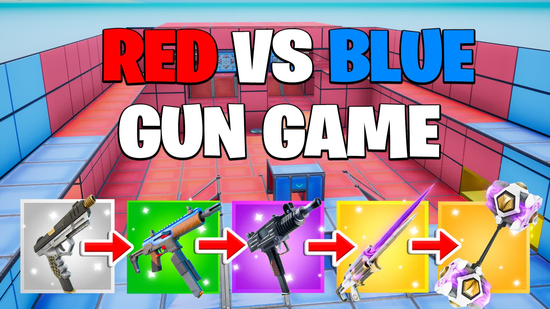 🔴RED VS BLUE🔵 - GUN GAME 2977-0414-3584 by steelz - Fortnite Creative Map Code - Fortnite.GG