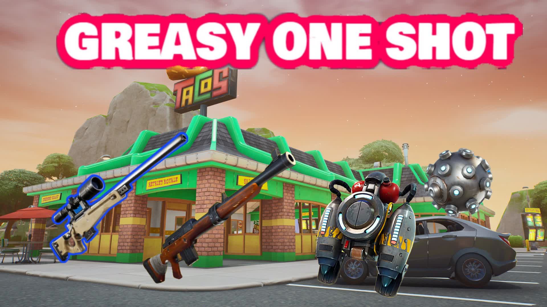 ONE SHOT GREASY GROVE 🌮 6323-8814-2692 by kevinlevin56 - Fortnite Creative Map Code - Fortnite.GG