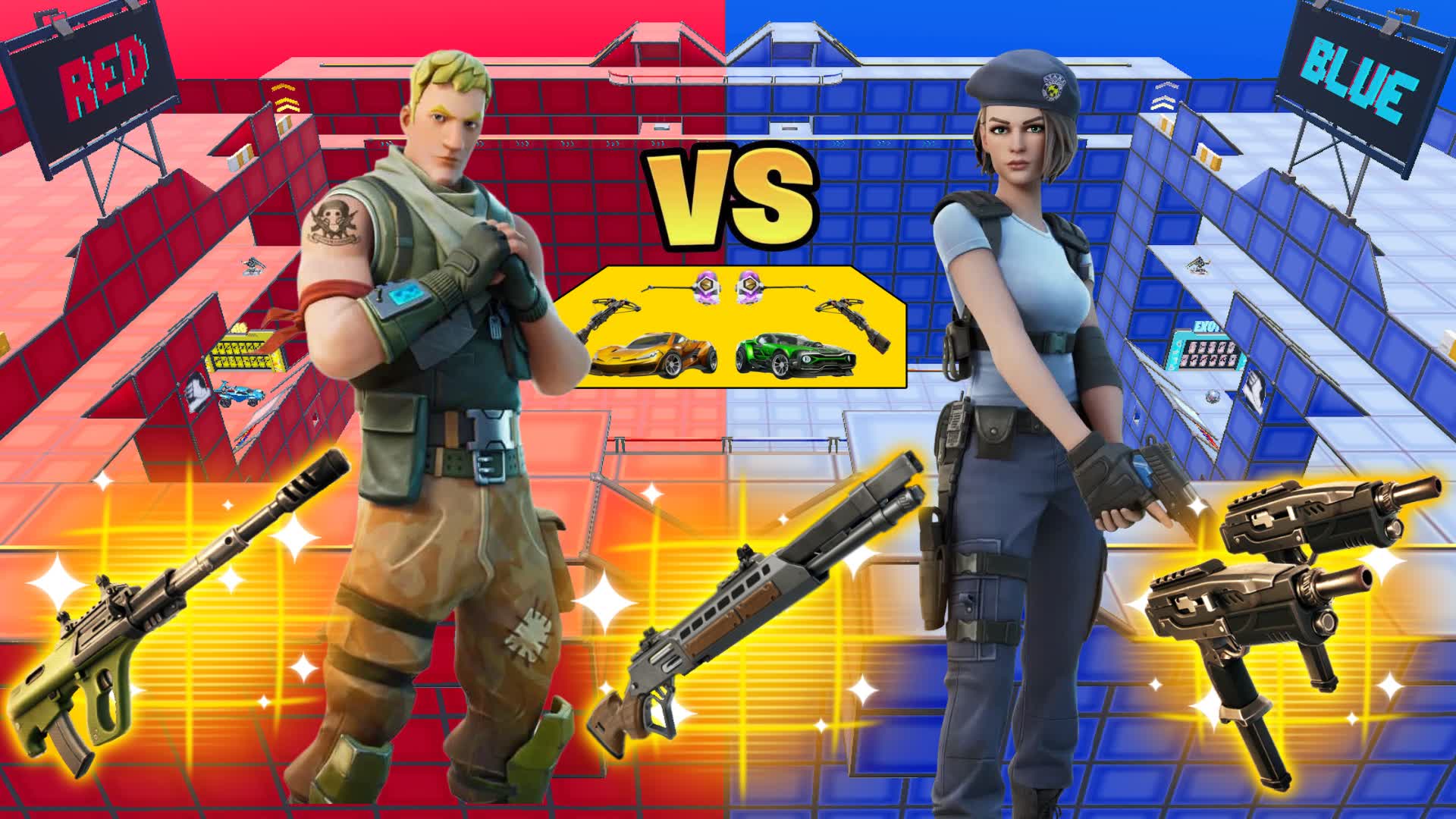 👮‍♀️POLICE VS NOOB🥸🔴RED VS BLUE🔵 5665-5438-8708 by pros123 - Fortnite ...