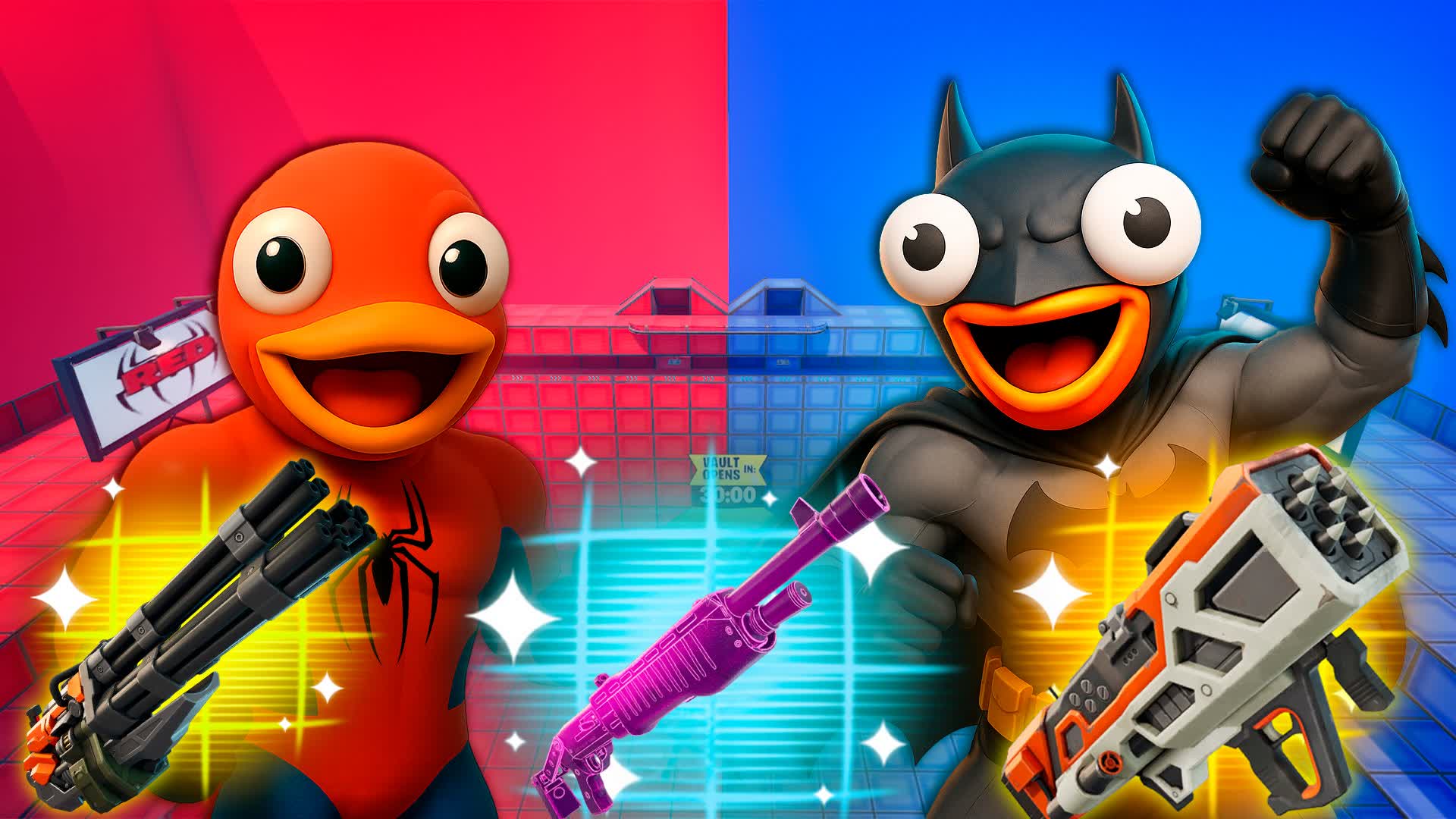 RED VS BLUE 🔴🔵 SPIDERMAN VS BATMAN 9545-6477-1055 by skilltuga - Fortnite Creative Map Code ...