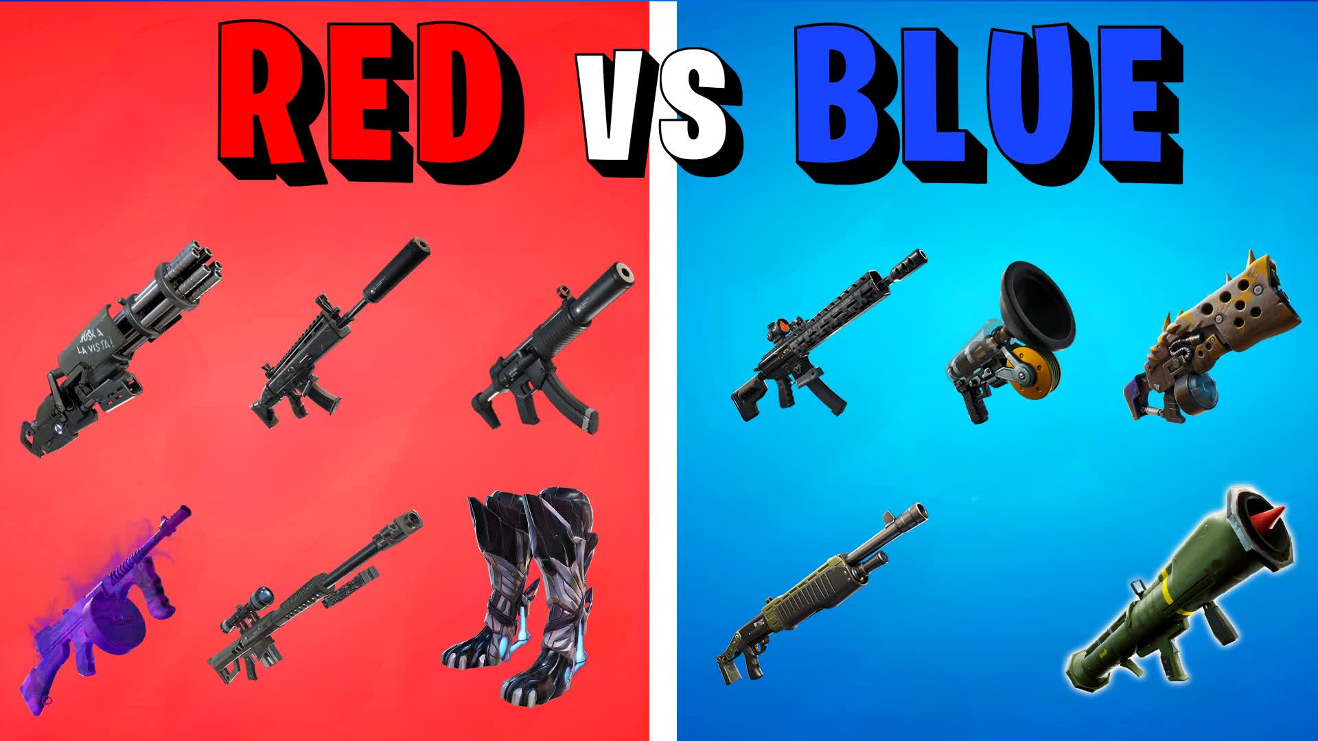 ALL WEAPONS 🔴 RED VS BLUE 🔵 0398-3731-1914 by ferjusyt - Fortnite Creative Map Code - Fortnite.GG