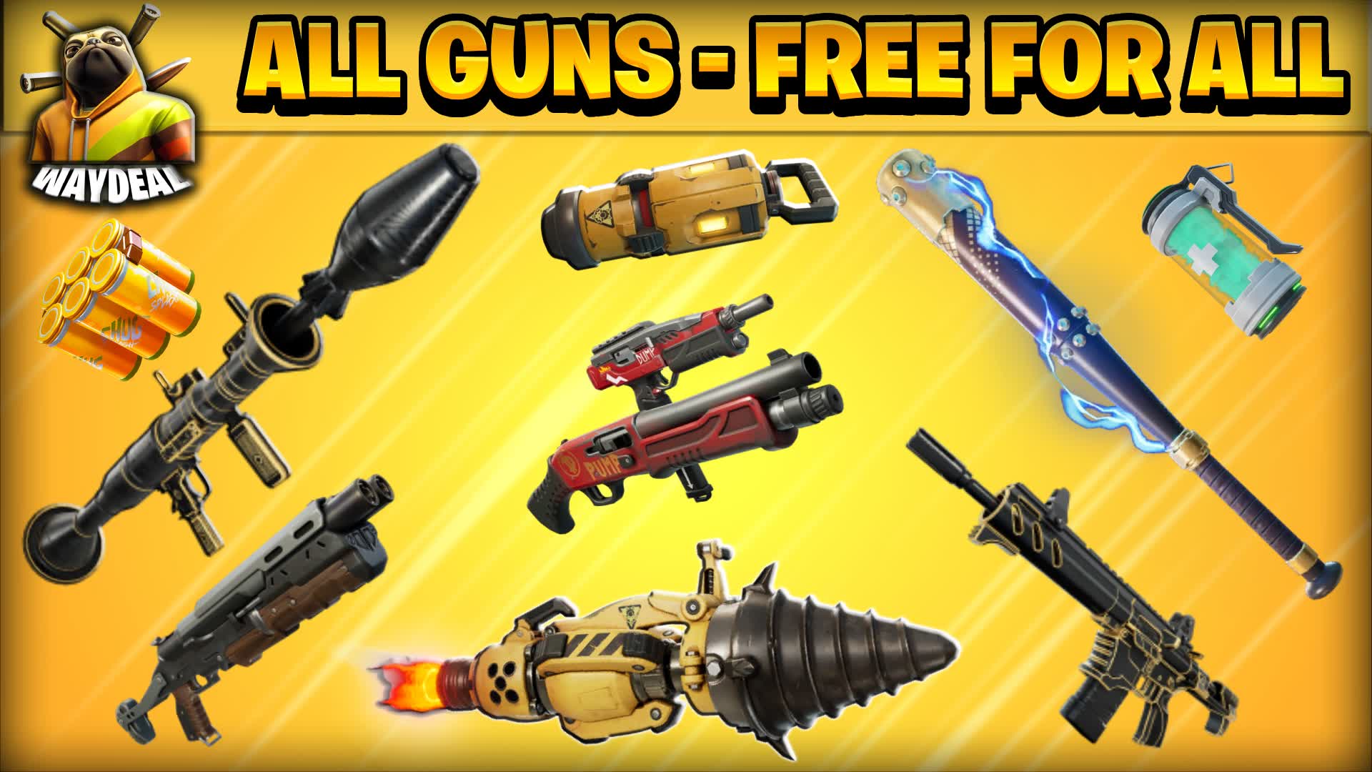 ALL GUNS - FREE FOR ALL 3795-7856-1009 by waydeal - Fortnite Creative Map Code - Fortnite.GG