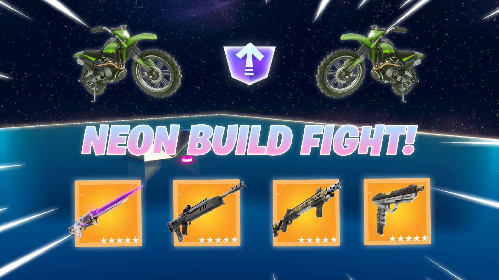 Neon Build Fight (Dirt Bikes) 6537-6899-7085 by nsmash - Fortnite Creative Map Code - Fortnite.GG