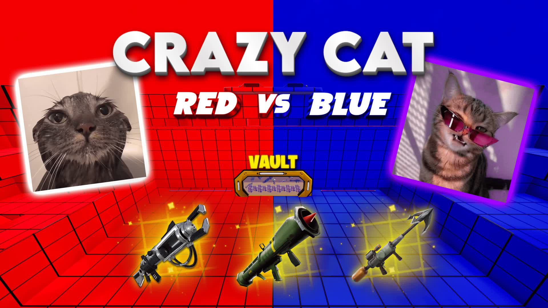 😺CRAZY CAT - RED VS BLUE 🔴🔵 2647-3356-3202 by farligt - Fortnite ...