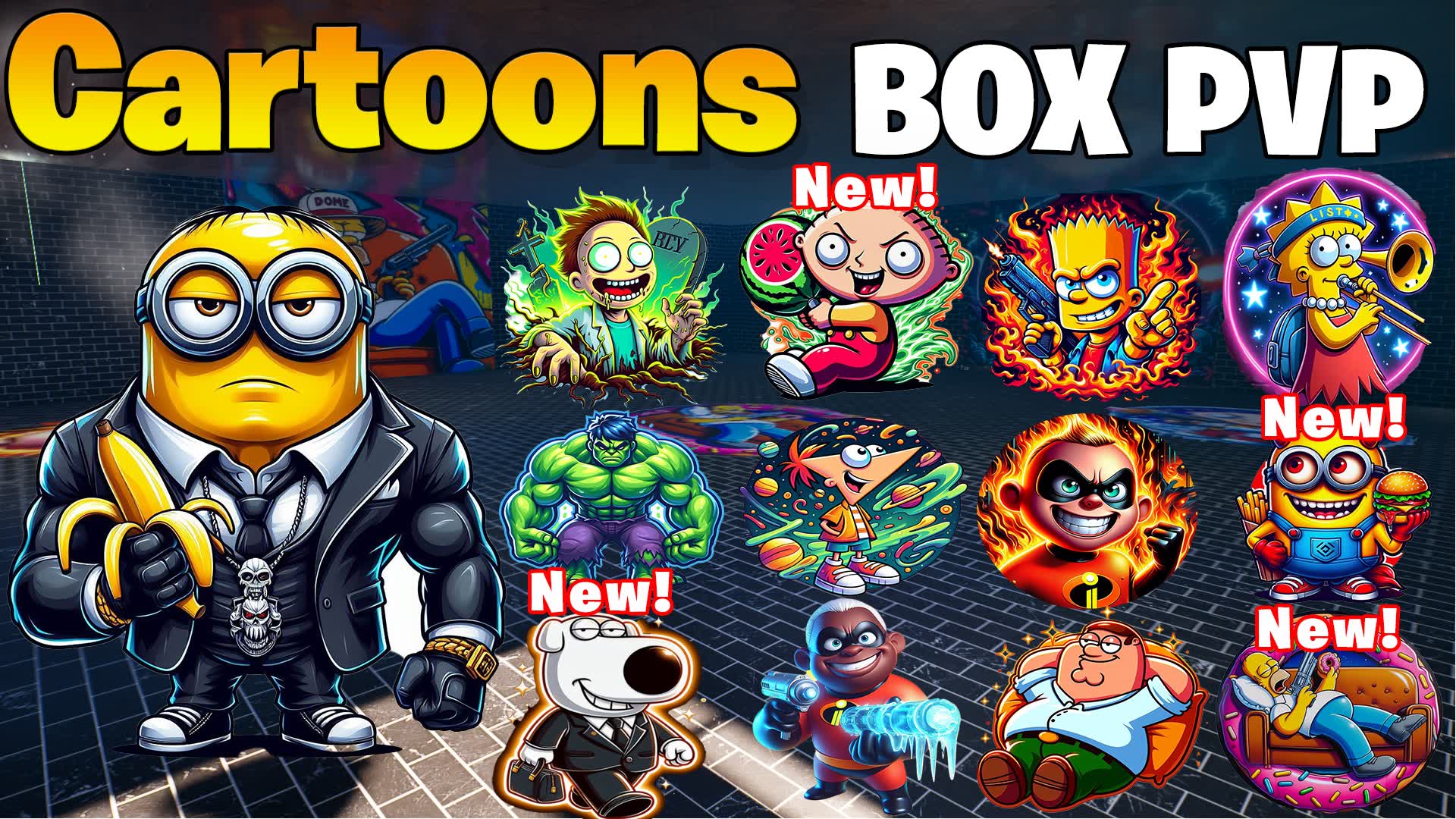 🍉CARTOONS BOX PVP📦 1203-9497-5645 by bmwm - Fortnite