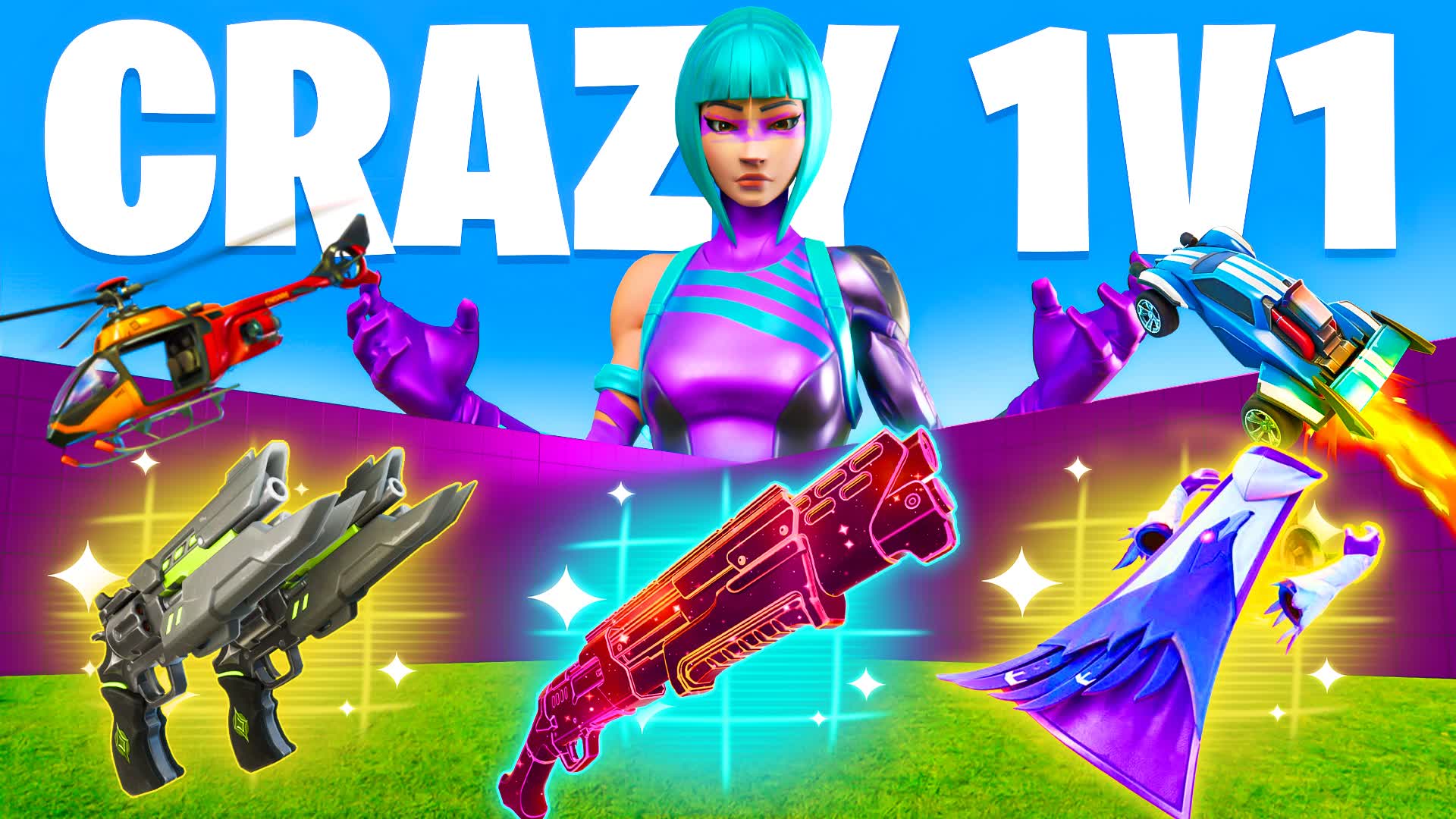 CRAZY 1V1 ALL GUNS & VEHICLES⭐كل البنادق 9898-9368-9230 by lolmaps - Fortnite