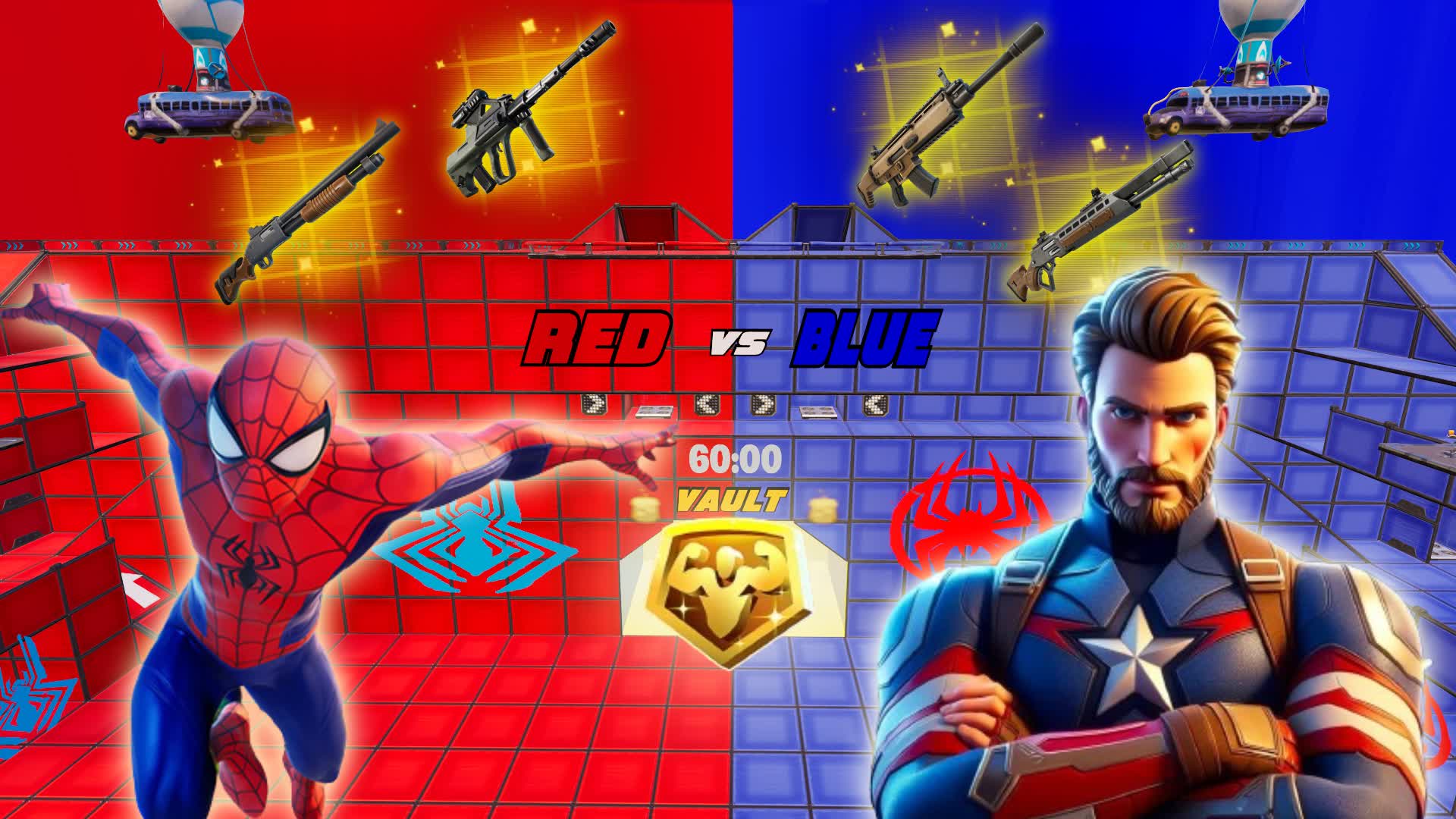 MEGA CRAZY REDvsBLUE🔴🔵 2559-9697-0198 by oskxr - Fortnite