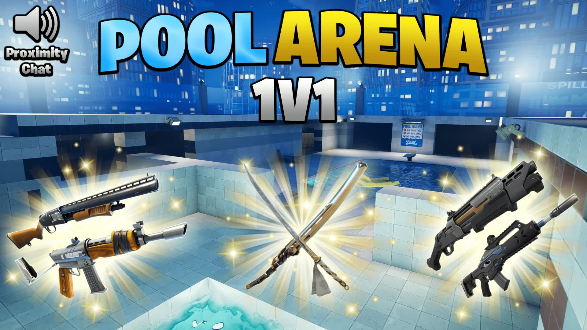 🌊 Pool Arena - 👥 1V1 NIGHT SPECIAL 🌃 0376-0077-1944 by flintyfoxy - Fortnite Creative Map Code ...