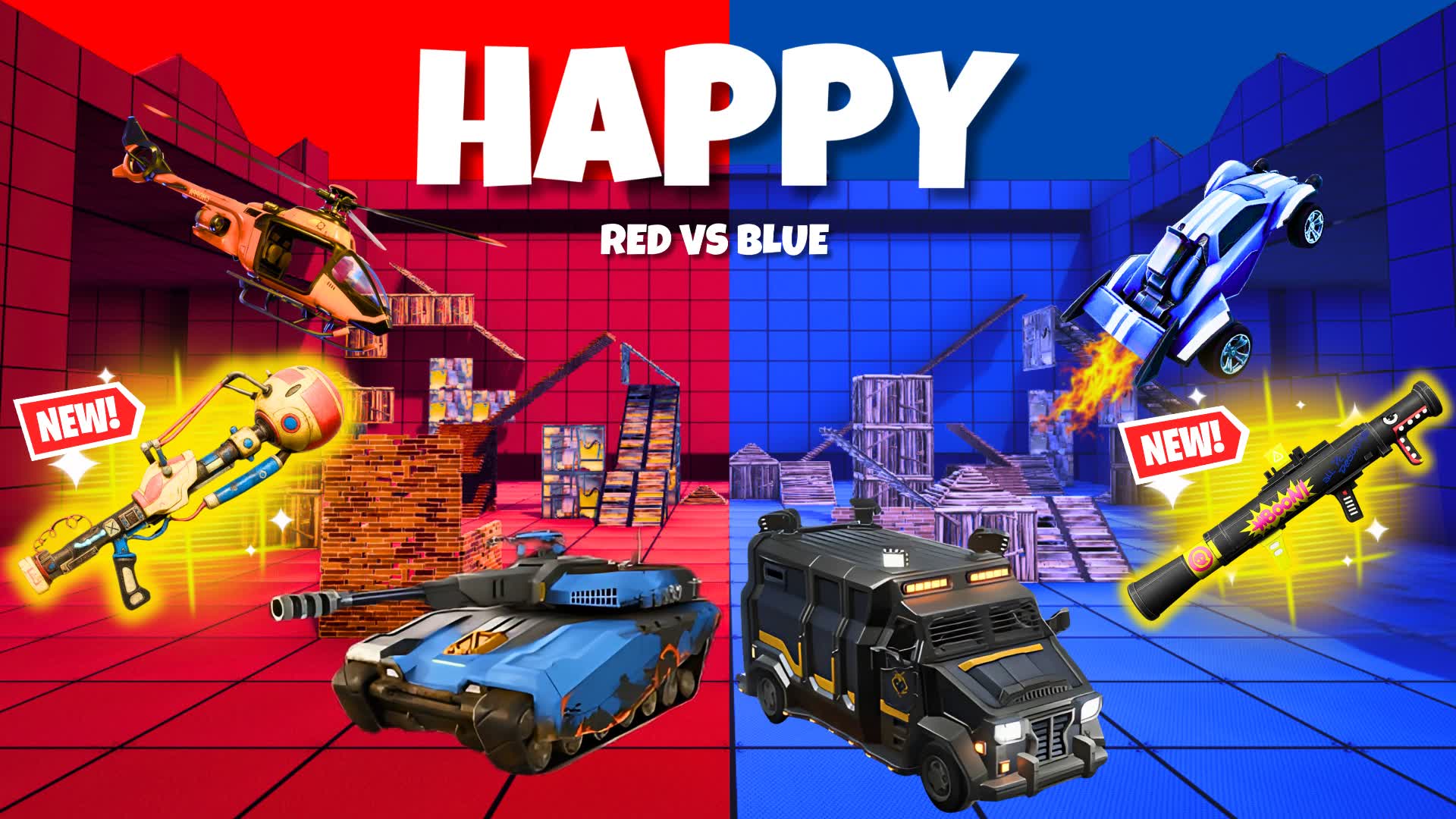 HAPPY ⭐ RED VS BLUE 🔴🔵 ALL GUNS 0534-9676-2310 by sharkmaps - Fortnite ...