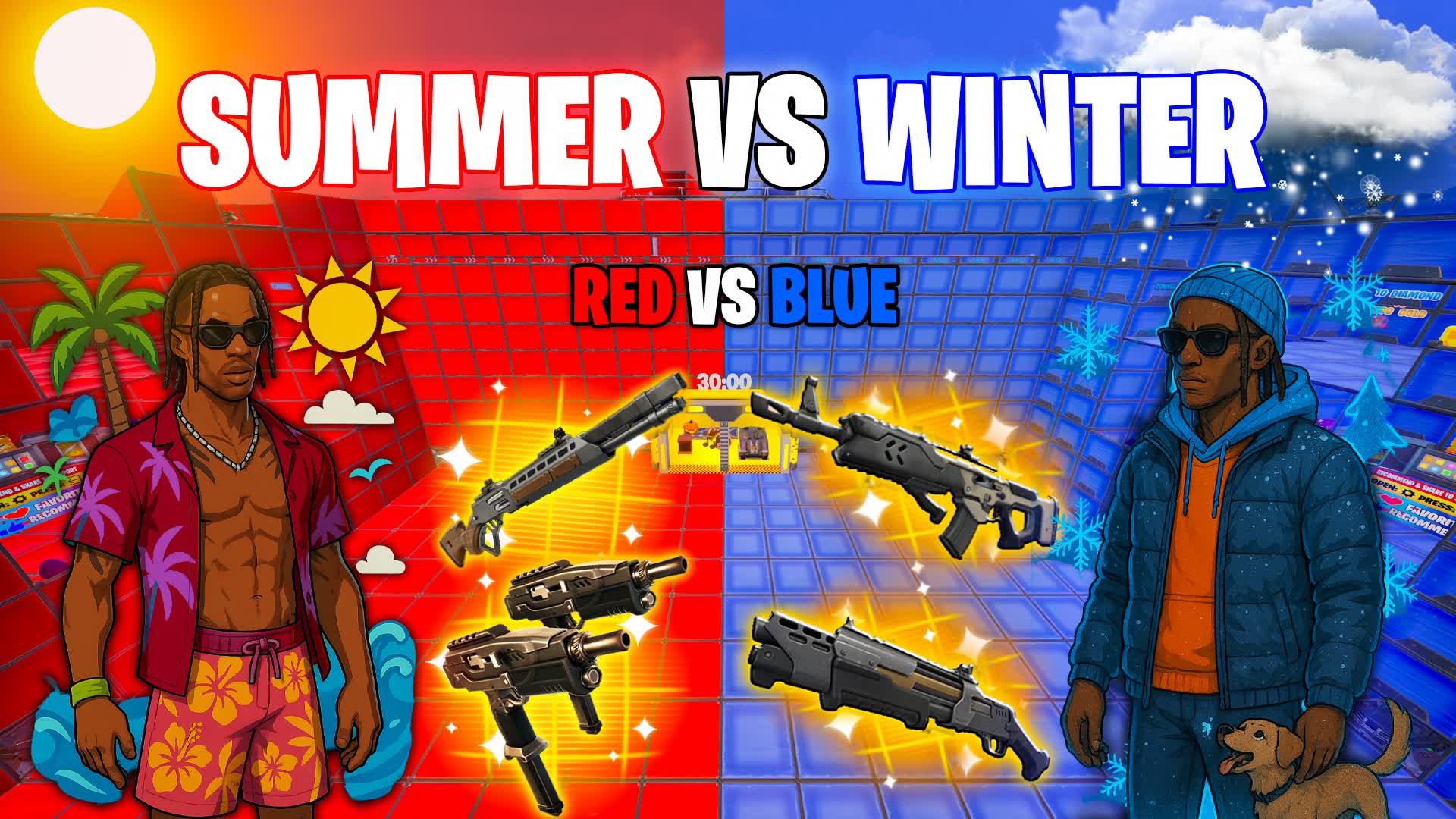 🏖️ SUMMER VS WINTER 🎄 RED VS BLUE🔴🔵 6394-1962-3585 by akhtini - Fortnite Creative Map Code ...