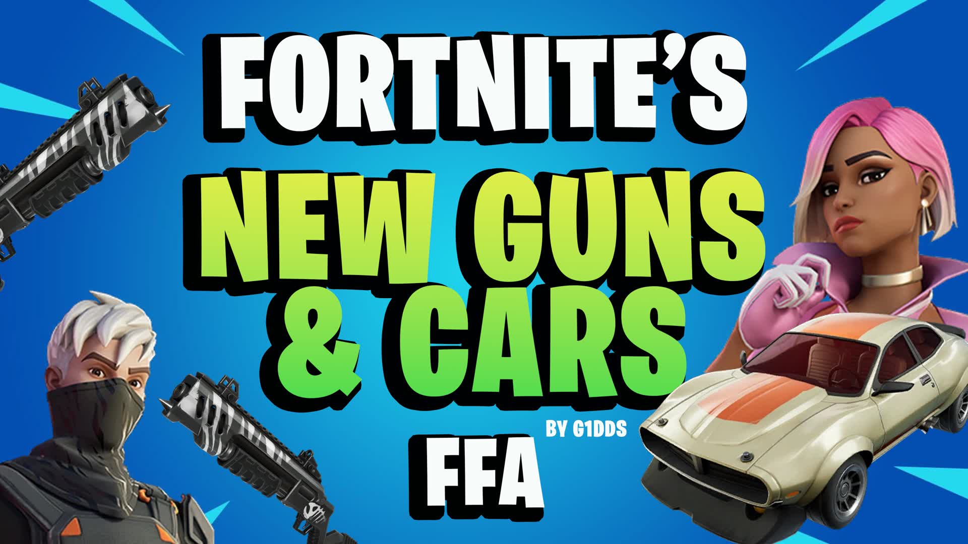 FORTNITE'S NEW GUNS & CARS FFA 4134-8448-3493 by g1dds - Fortnite Creative Map Code - Fortnite.GG