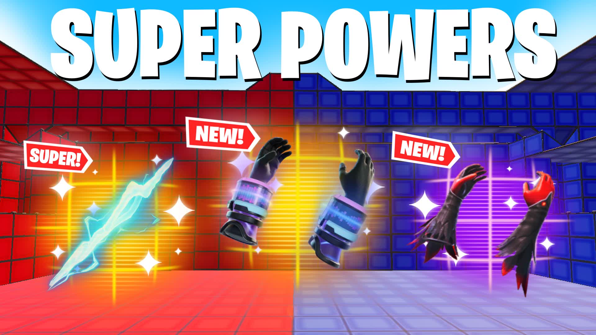 SUPER POWERS RED VS BLUE 🔴🔵 5014-1045-1758 by flamestudio - Fortnite Creative Map Code - Fortnite.GG